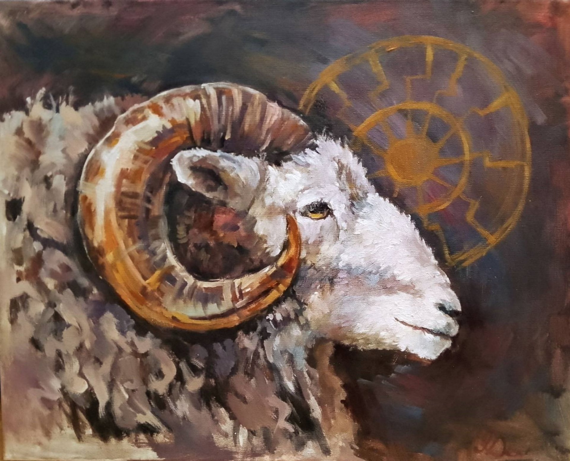 Aries: Sacred Symbol in Art Painting by Dariya Kuras