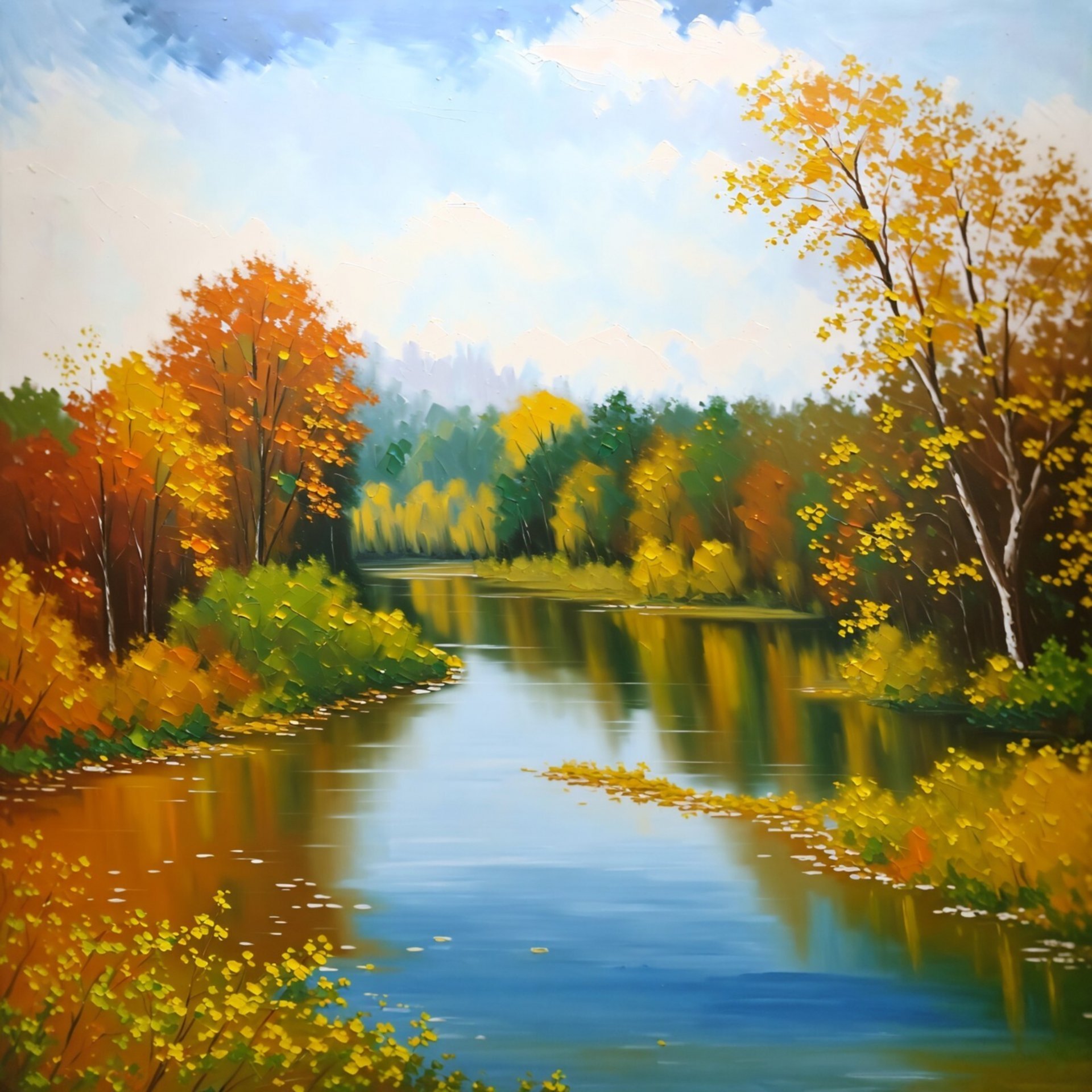 Autumn River Canvas Digital Art - MARK JORDAN