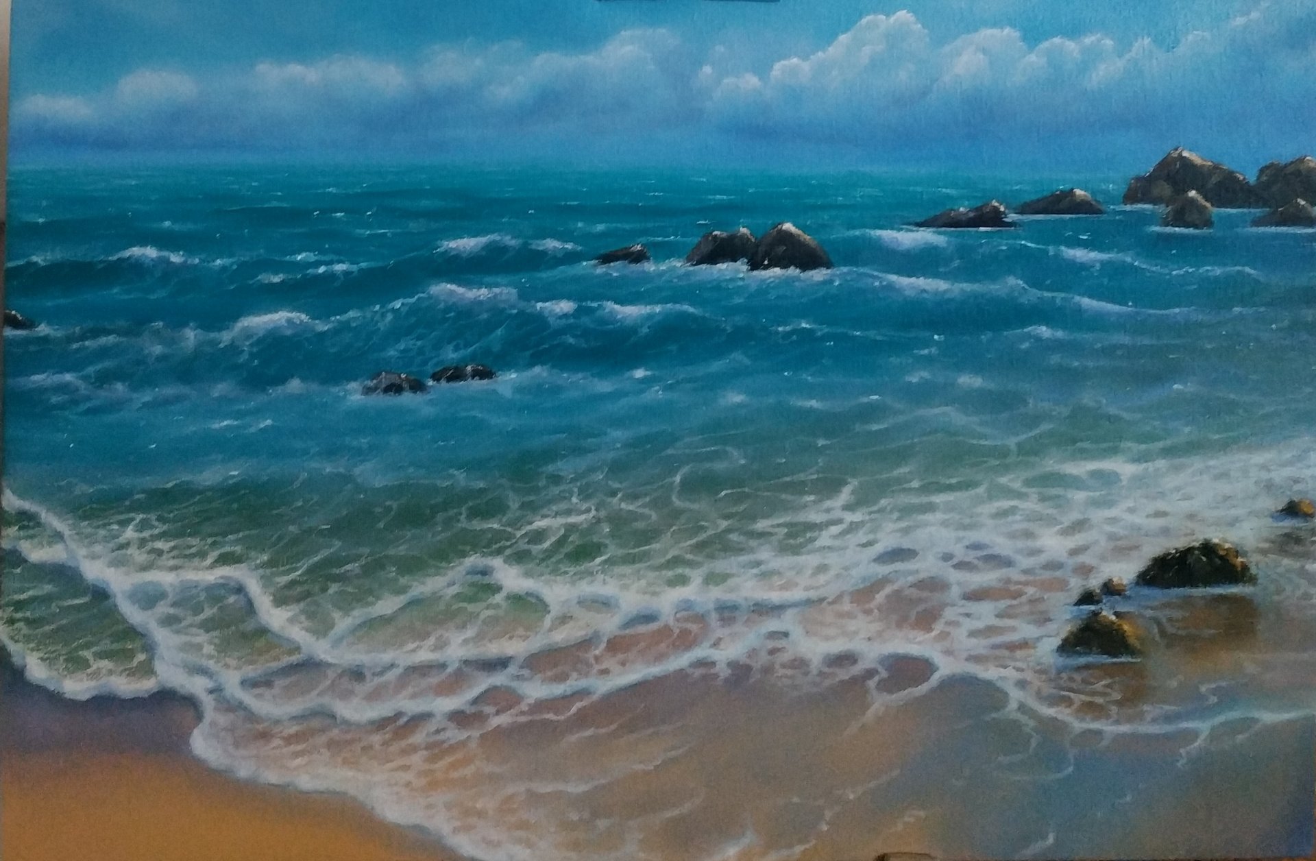 Openwork edging of the sea Painting by Eva Lazaryan