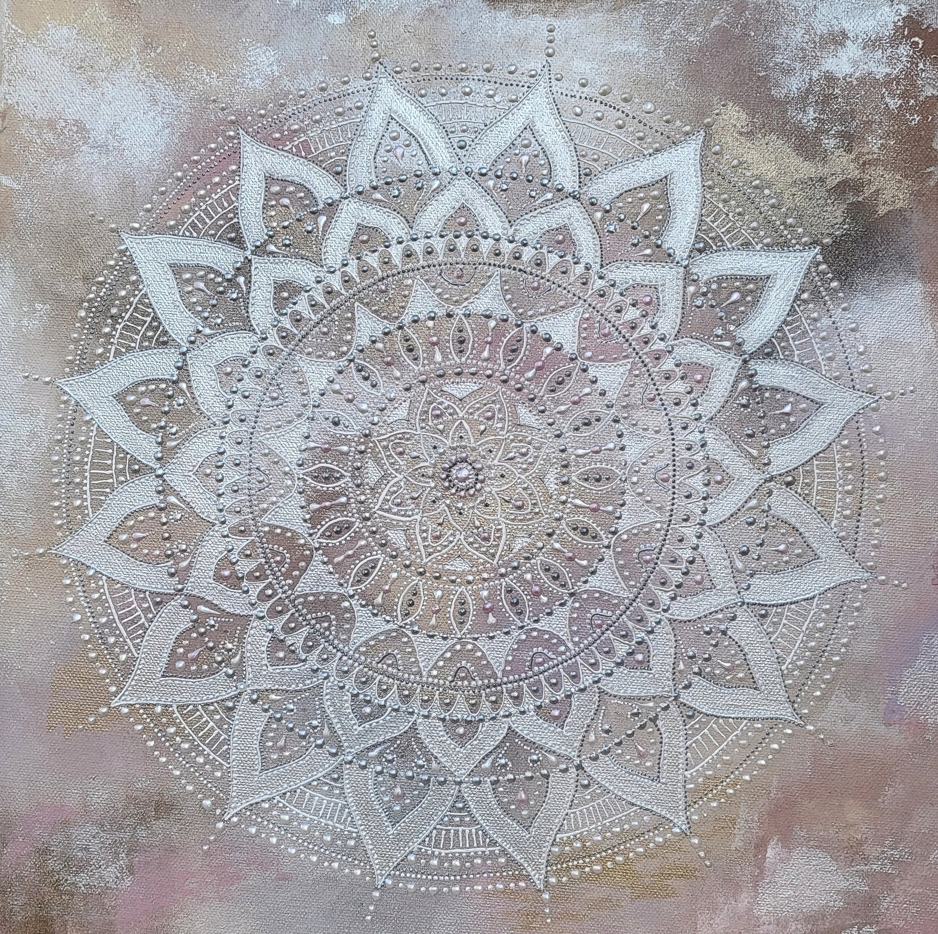 Boho Mandala Wall Art Design Painting by Veronika Obushikhina