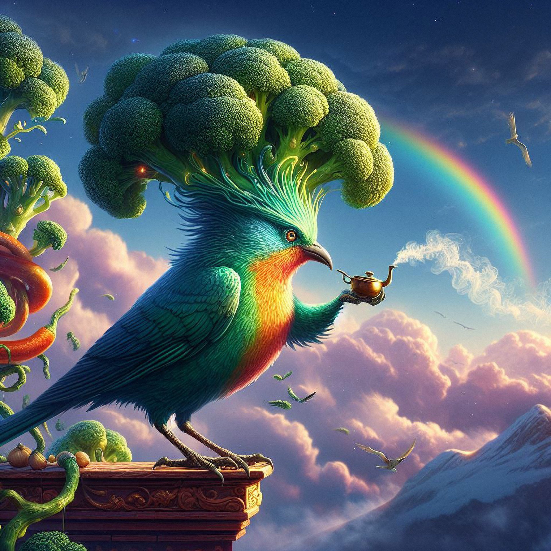 Broccoli Bird Digital Art - Alina Prytula - Jose Art Gallery