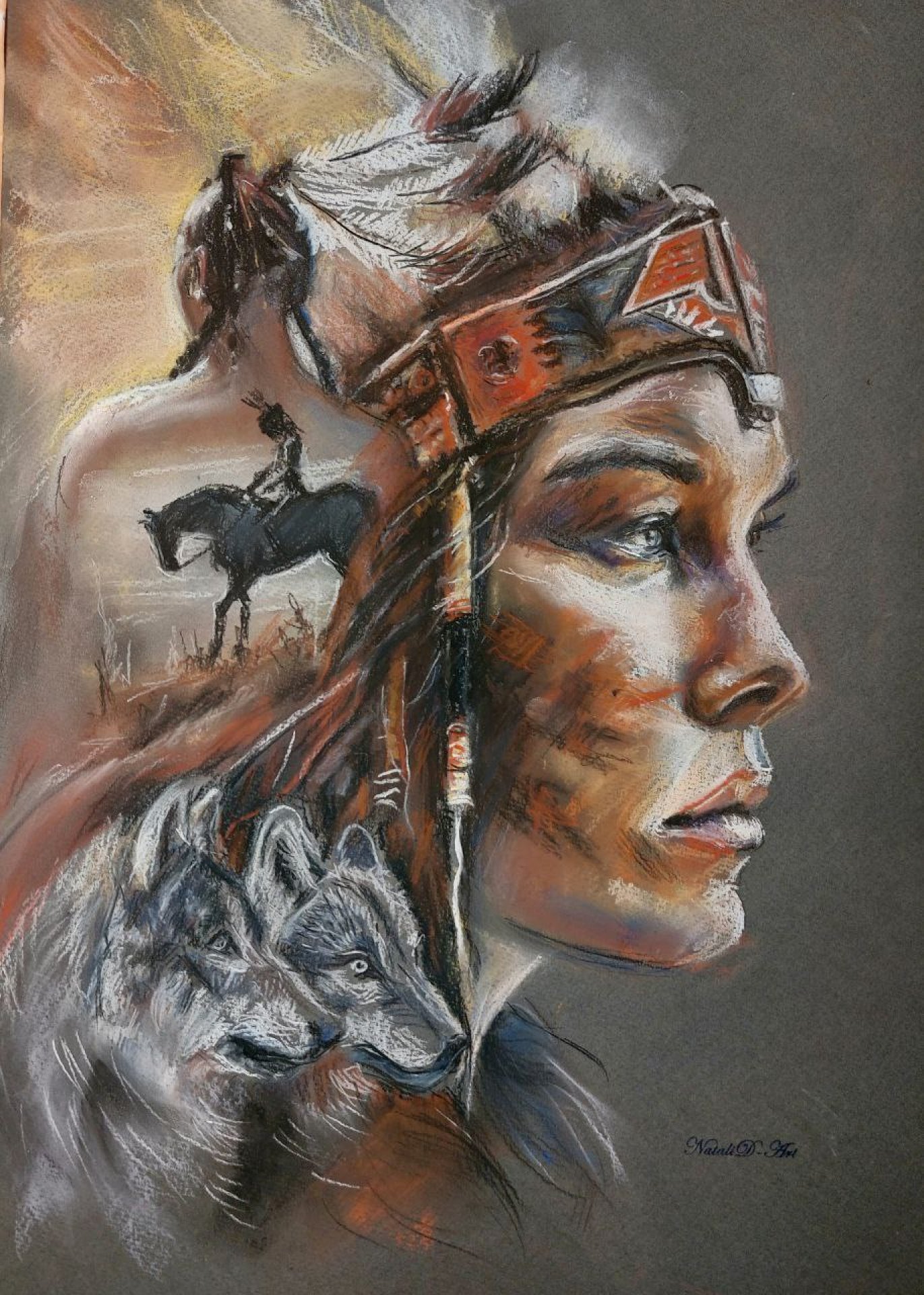 Spirit of Freedom Art Portrait Drawing - Natali Diduh