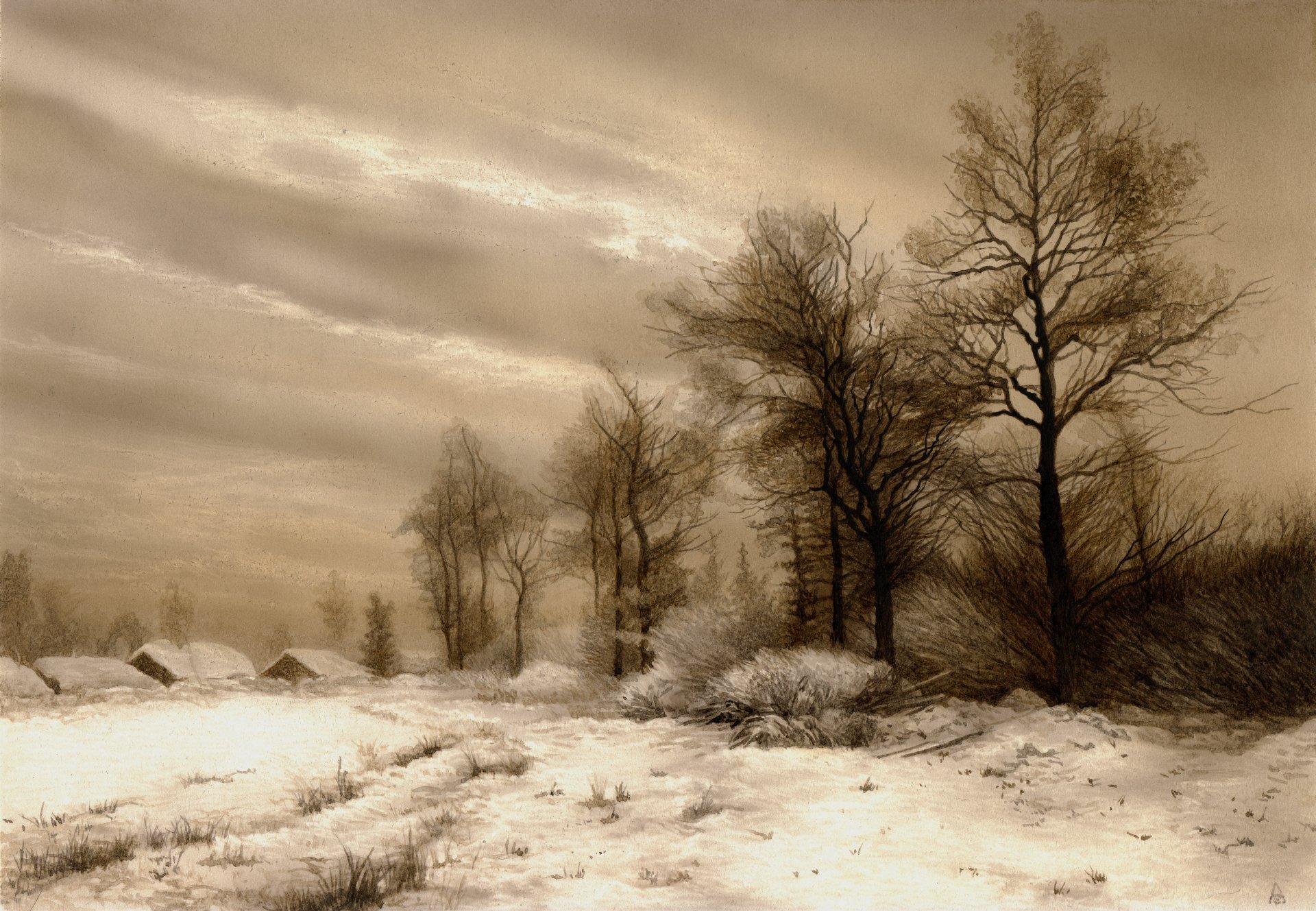 Around the neighborhood. Drawing - Sergey Akimov