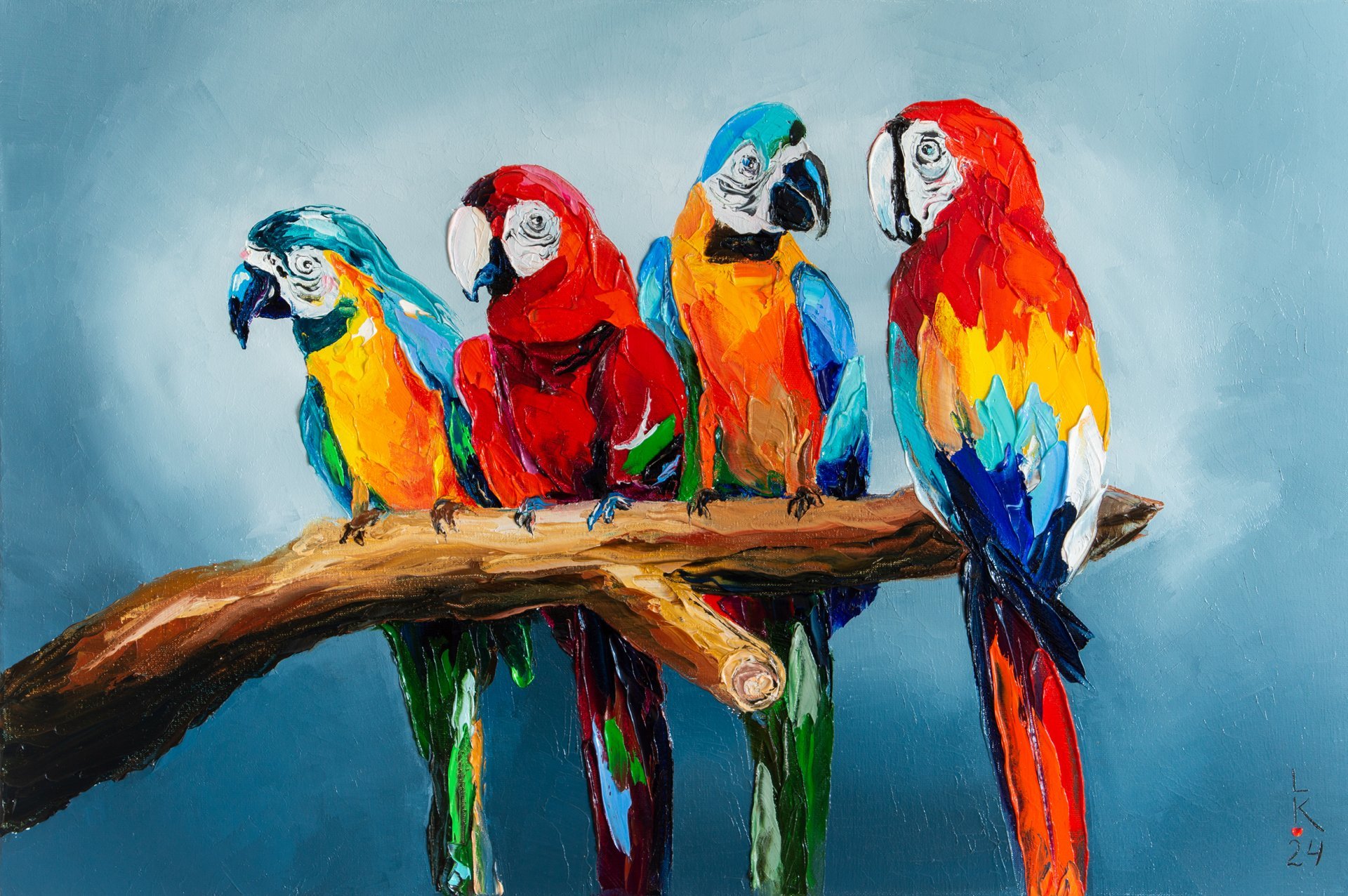 Company of parrots Drawing - Liubov Kuptsova