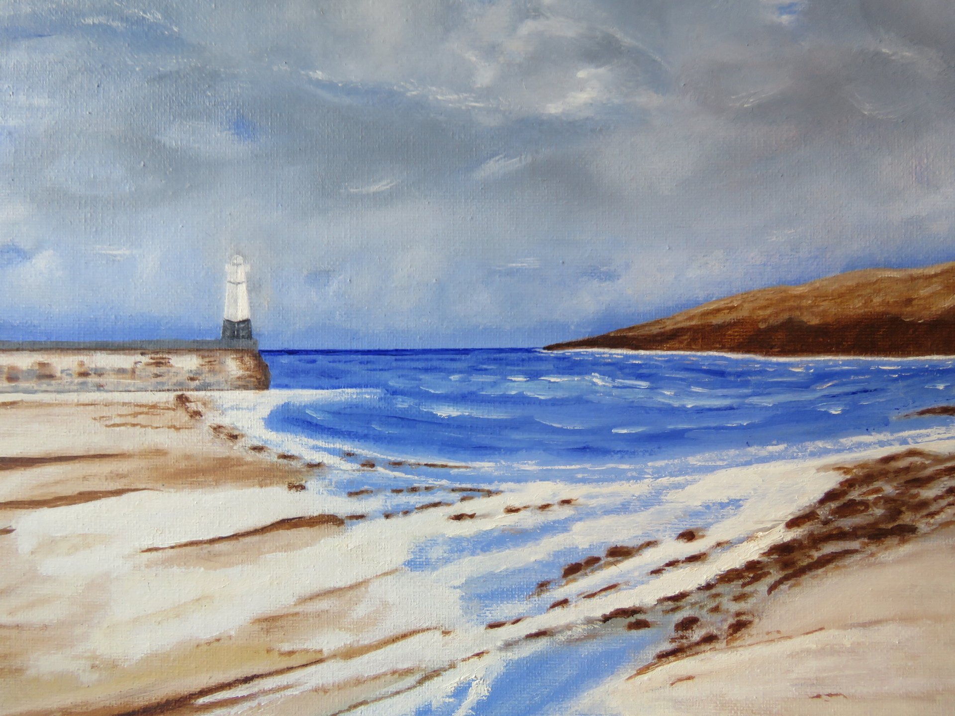 Beacon of Hope. Lighthouse in Mighty Storm Painting by GEOFF WARKE