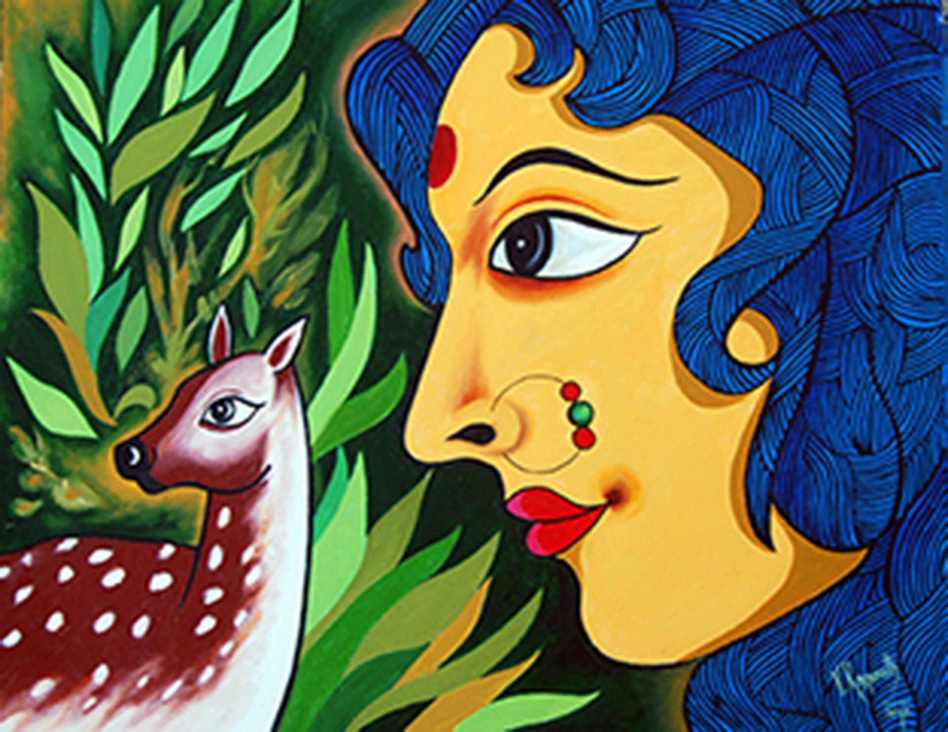Timeless Charm: Doe-Eyed Expressions Painting by RAGUNATH VENKATRAMAN