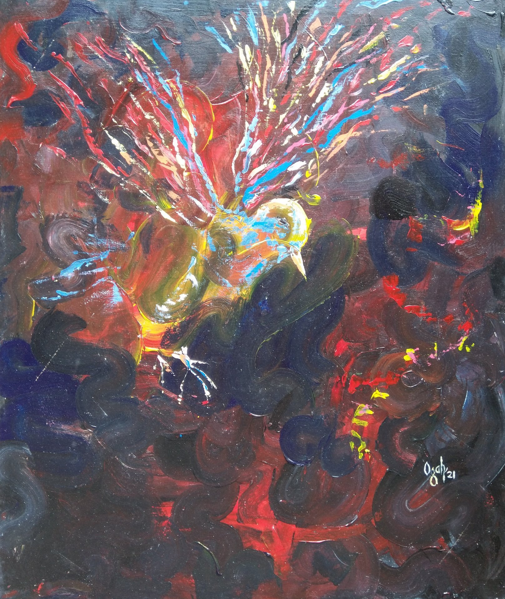 Bird on fire Painting by Ogah Ochuko - Jose Art Gallery