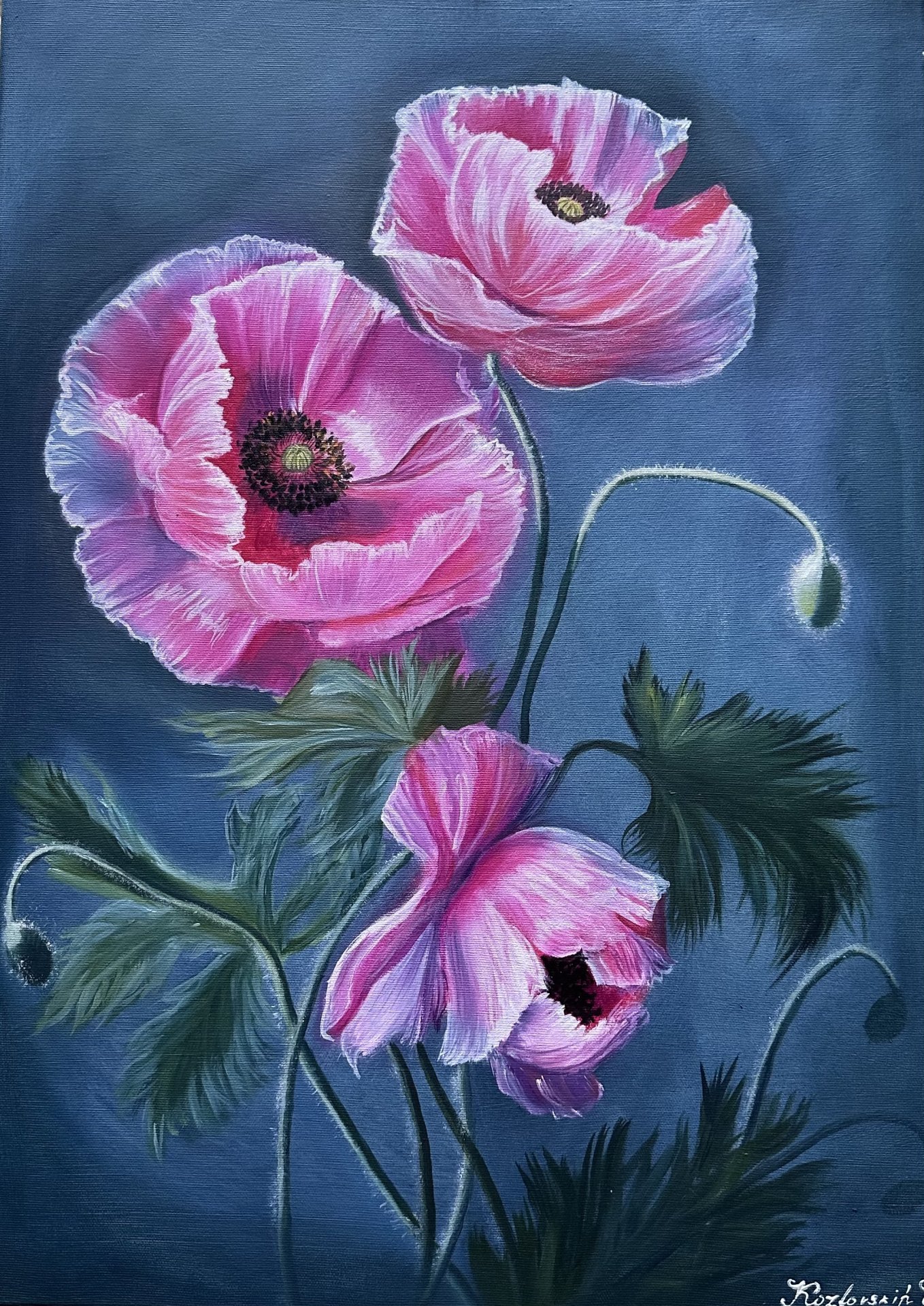 Pink poppies Painting by Vera Kozlovskih - Jose Art Gallery