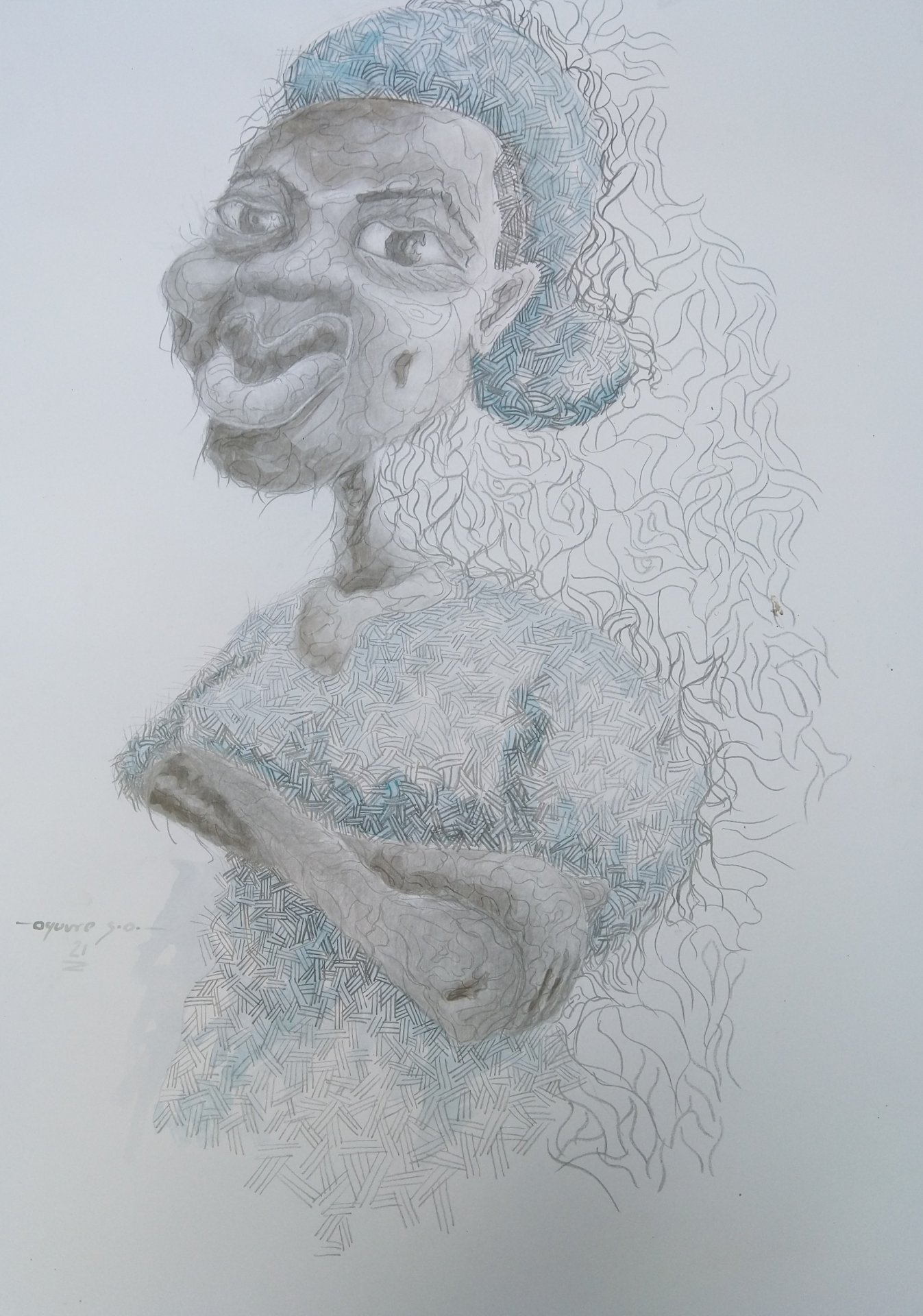 In the past Drawing - Solomon Oguvre - Jose Art Gallery