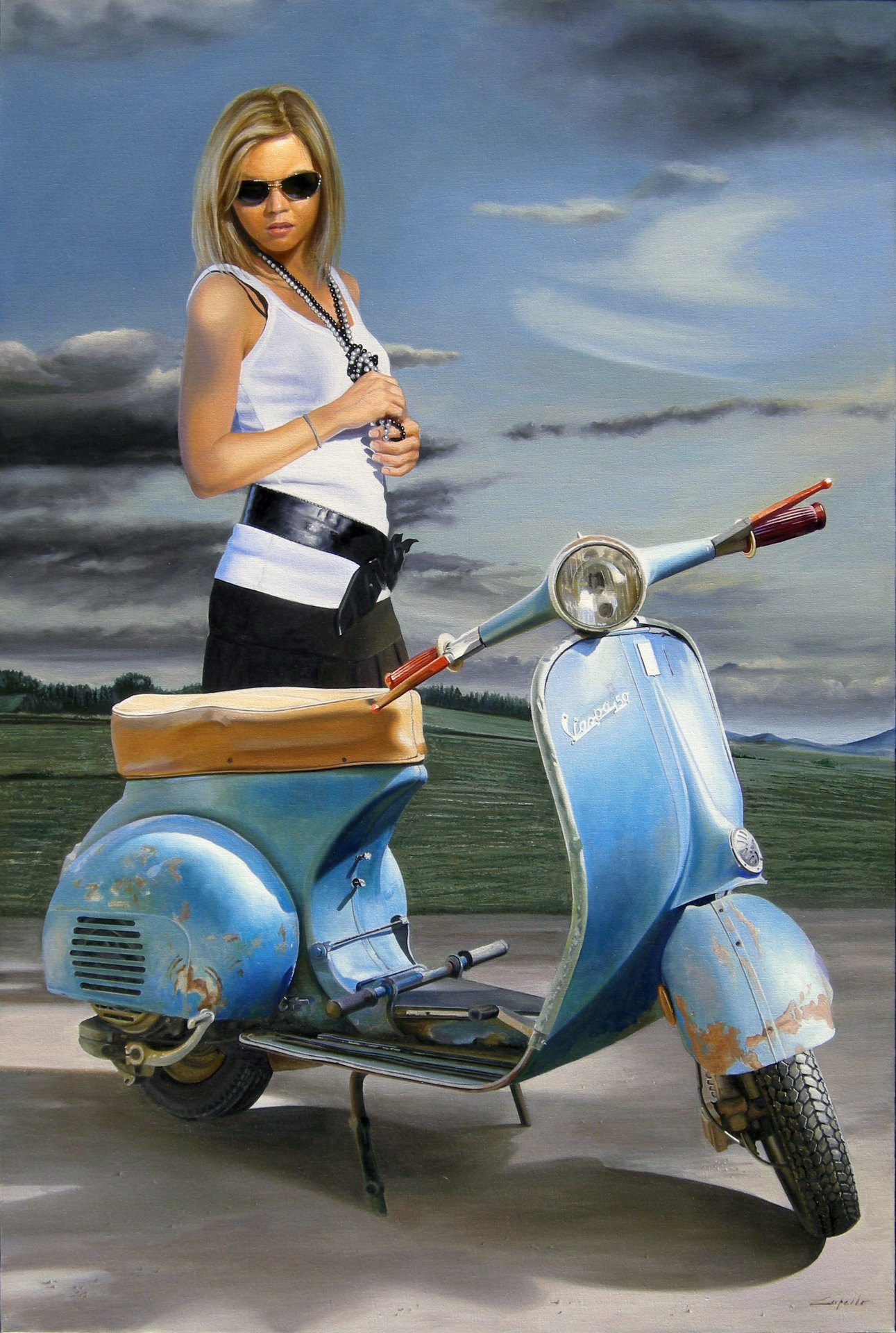 VESPA OUTING Drawing - Francesco Capello - Jose Art Gallery