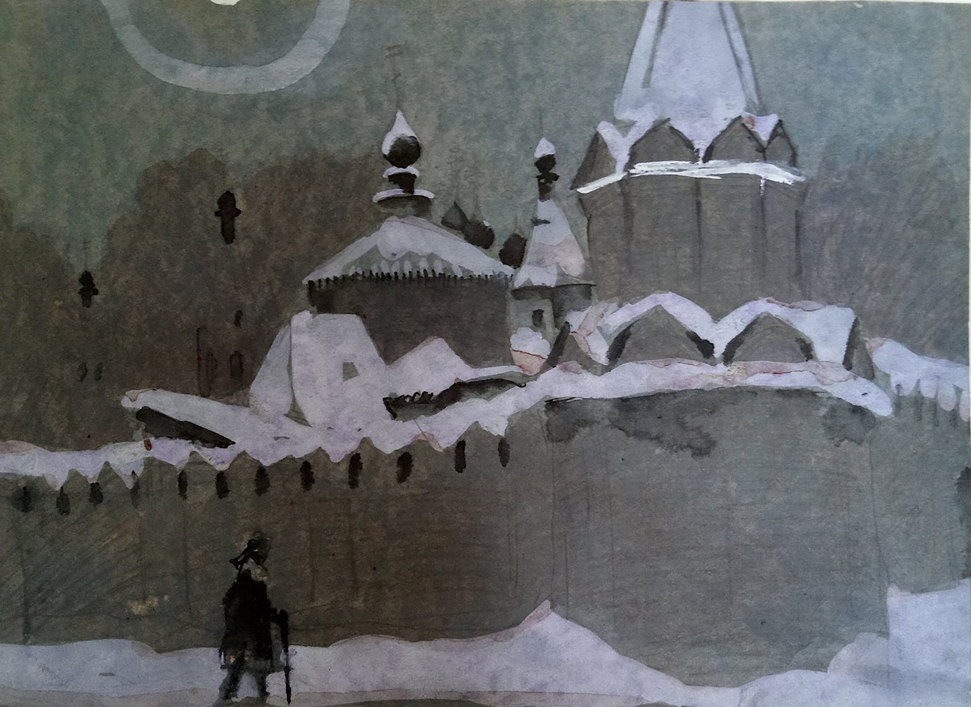 Monastery wall Painting by Yuri Bezzubov - Jose Art Gallery