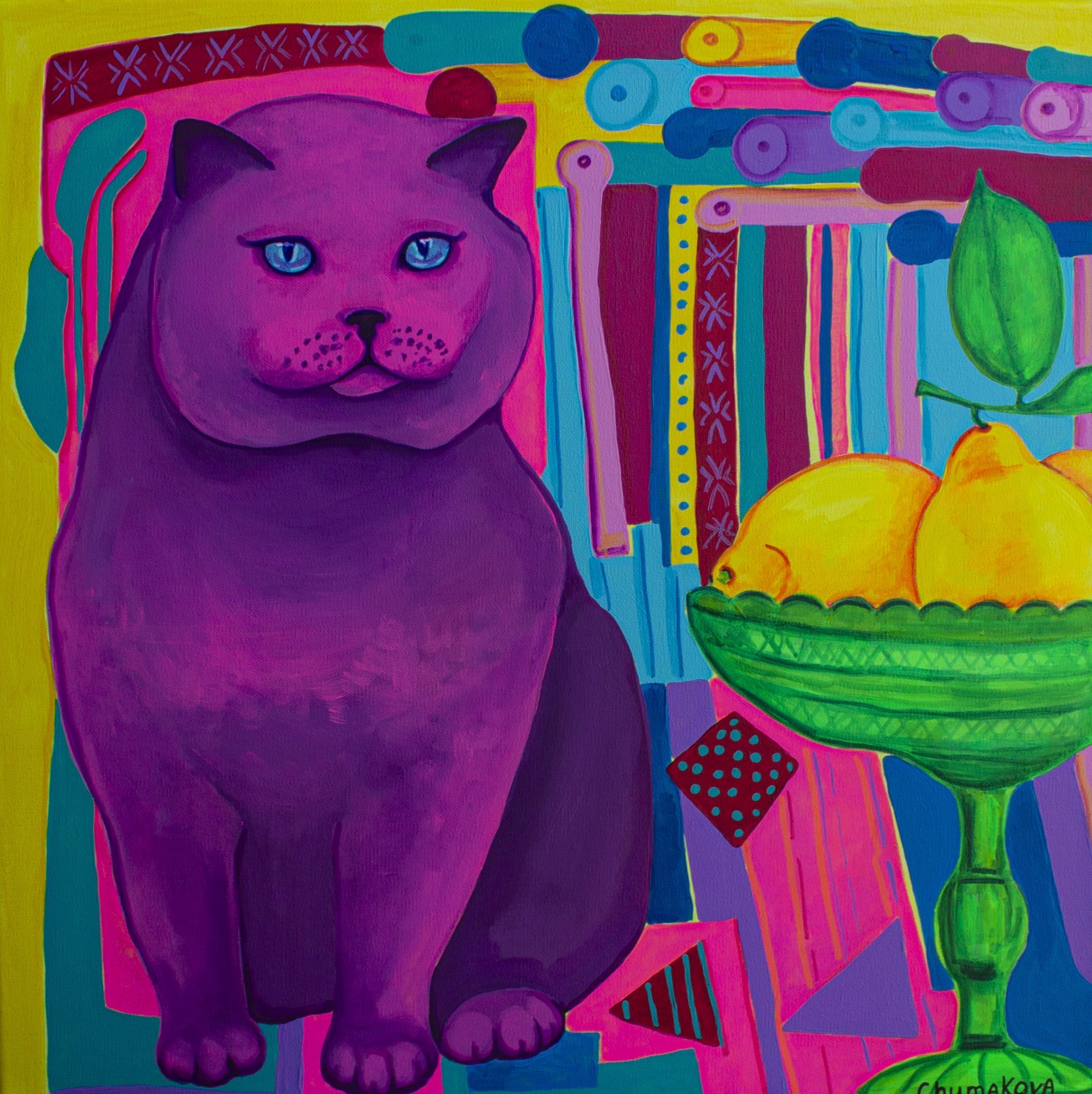 Fluffy the cat. Painting by Oksana Chumakova