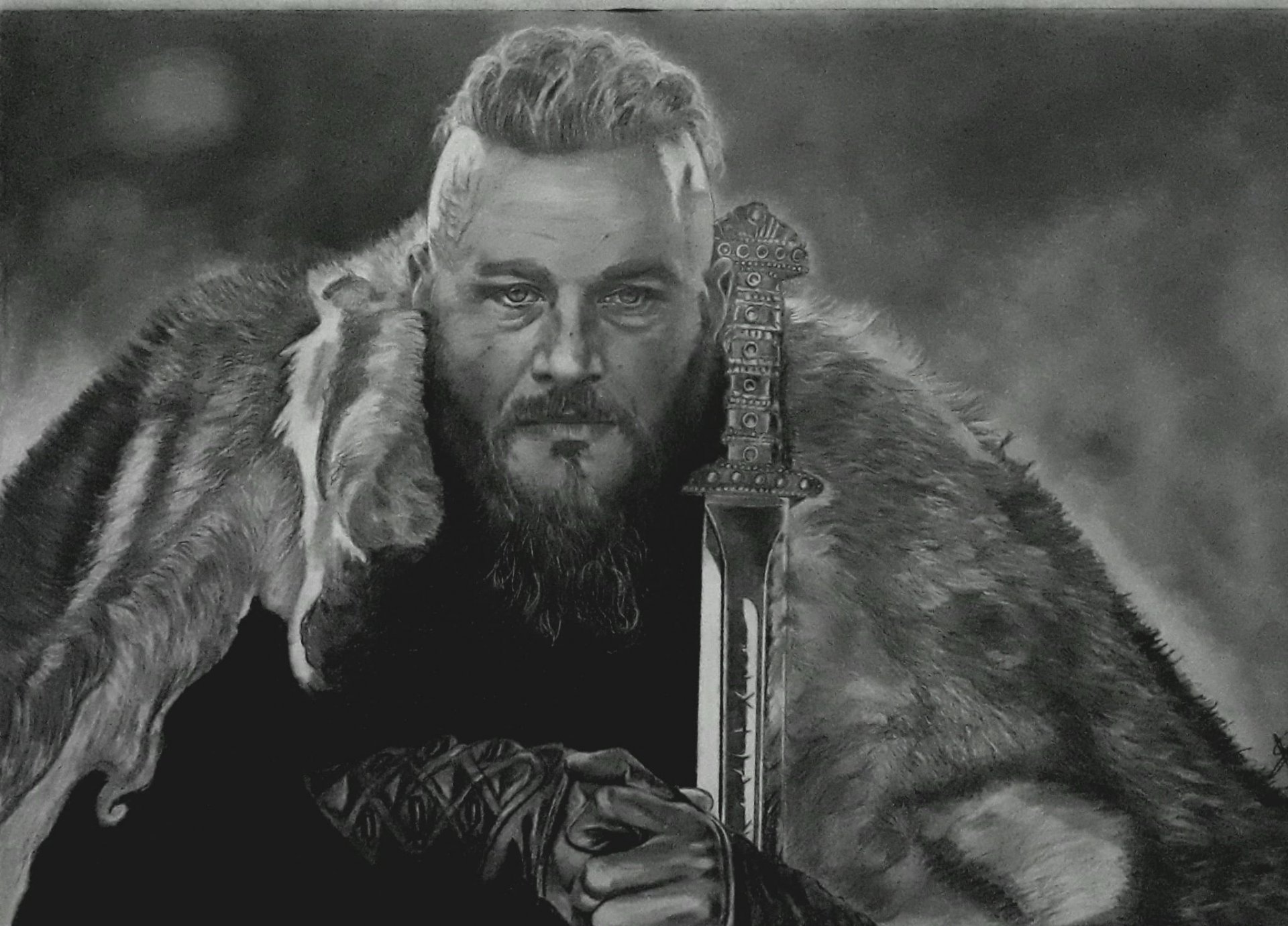 King Ragnar: Power and Glory in Graphite Drawing - Art a llapis juan