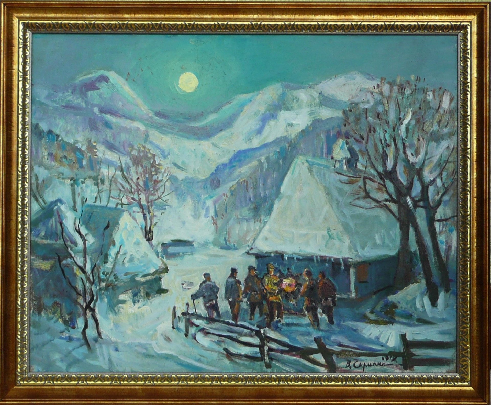 Grandfather Christmas carol Painting by Vasyl Skrypka