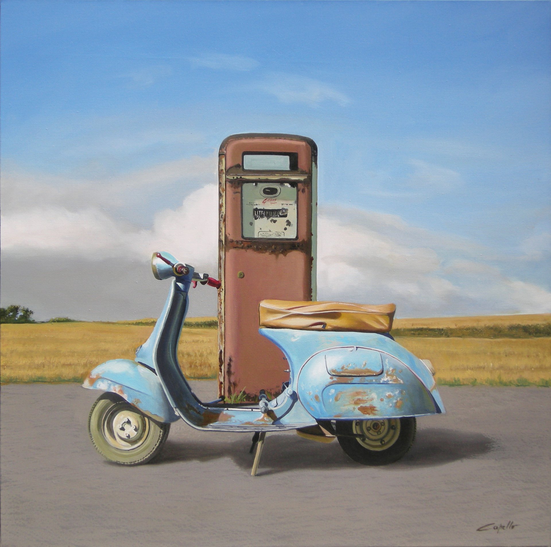 BLUE VESPA Drawing - Francesco Capello - Jose Art Gallery