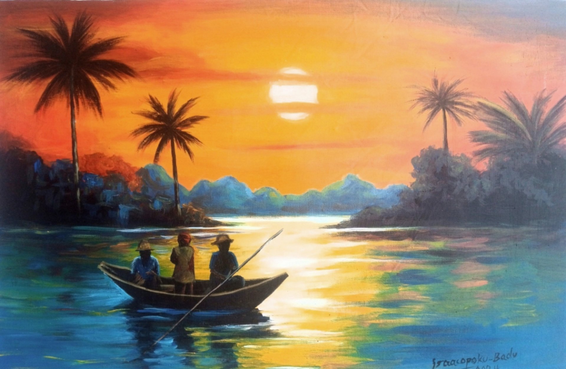 Hardworking Sailors Painting by Isaac Opoku Badu