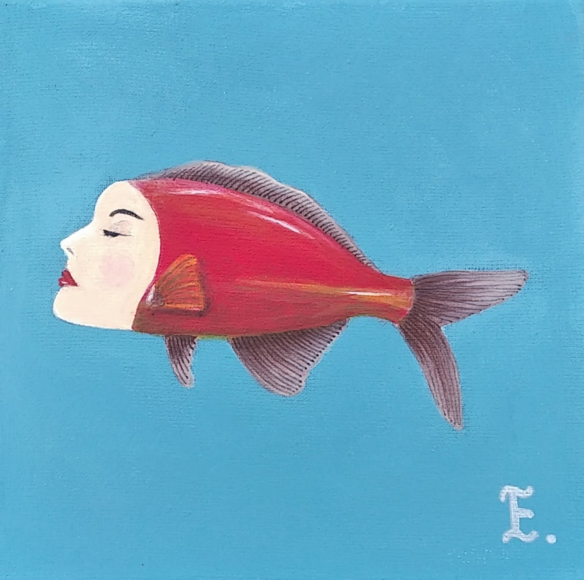 Fish girl Painting by Ekaterina Bespolova - Jose Art Gallery