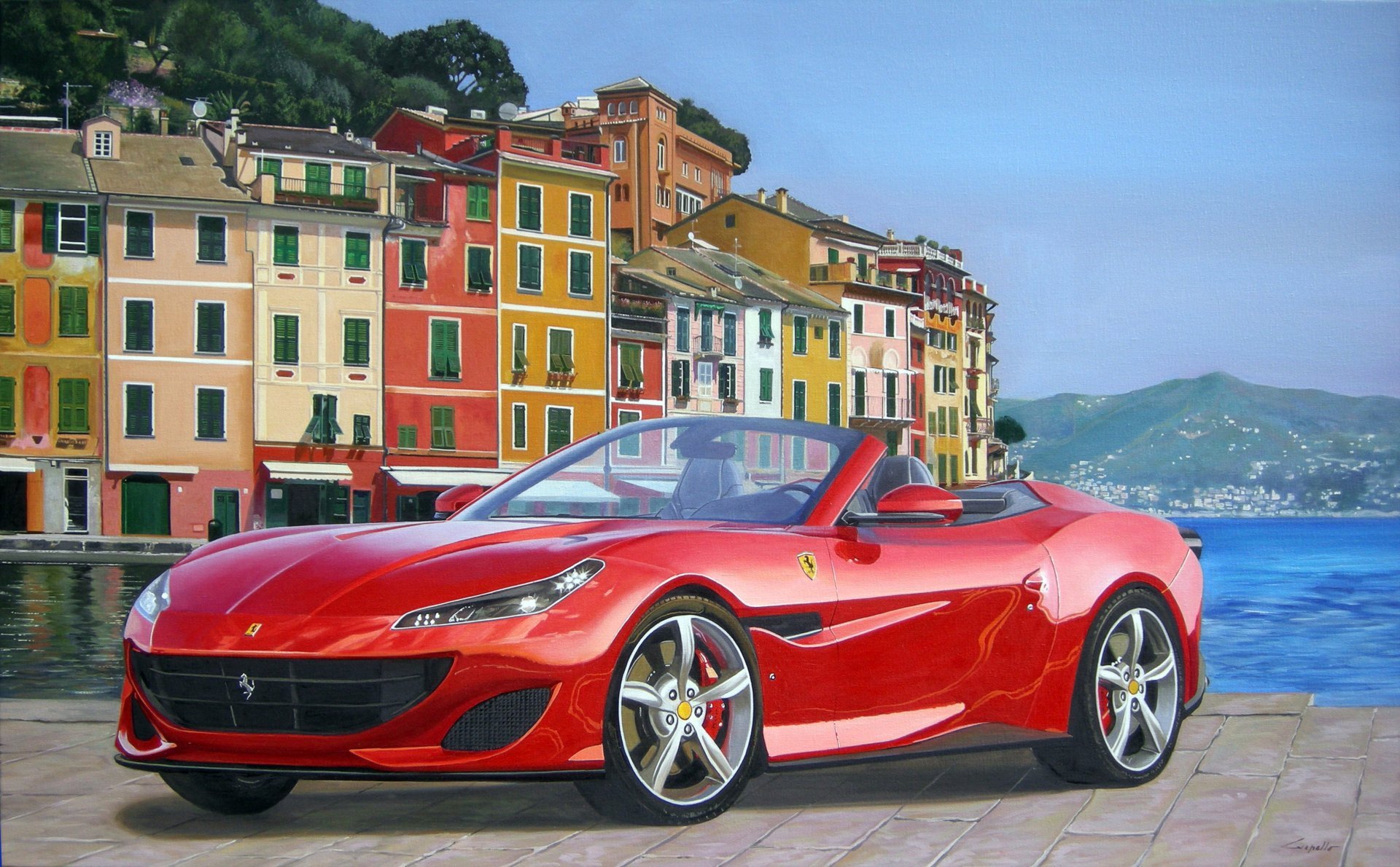 FERRARI PORTOFINO a PORTOFINO Painting by Francesco Capello
