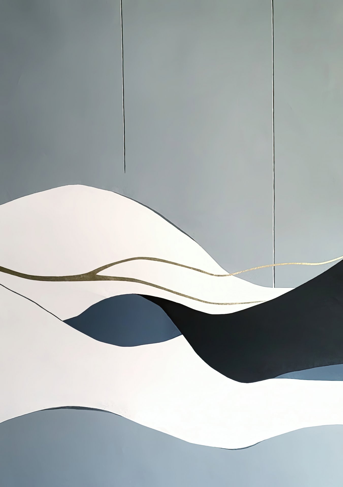 Minimalist Abstract Gold Accent Painting Painting by Veronika Obushikhina