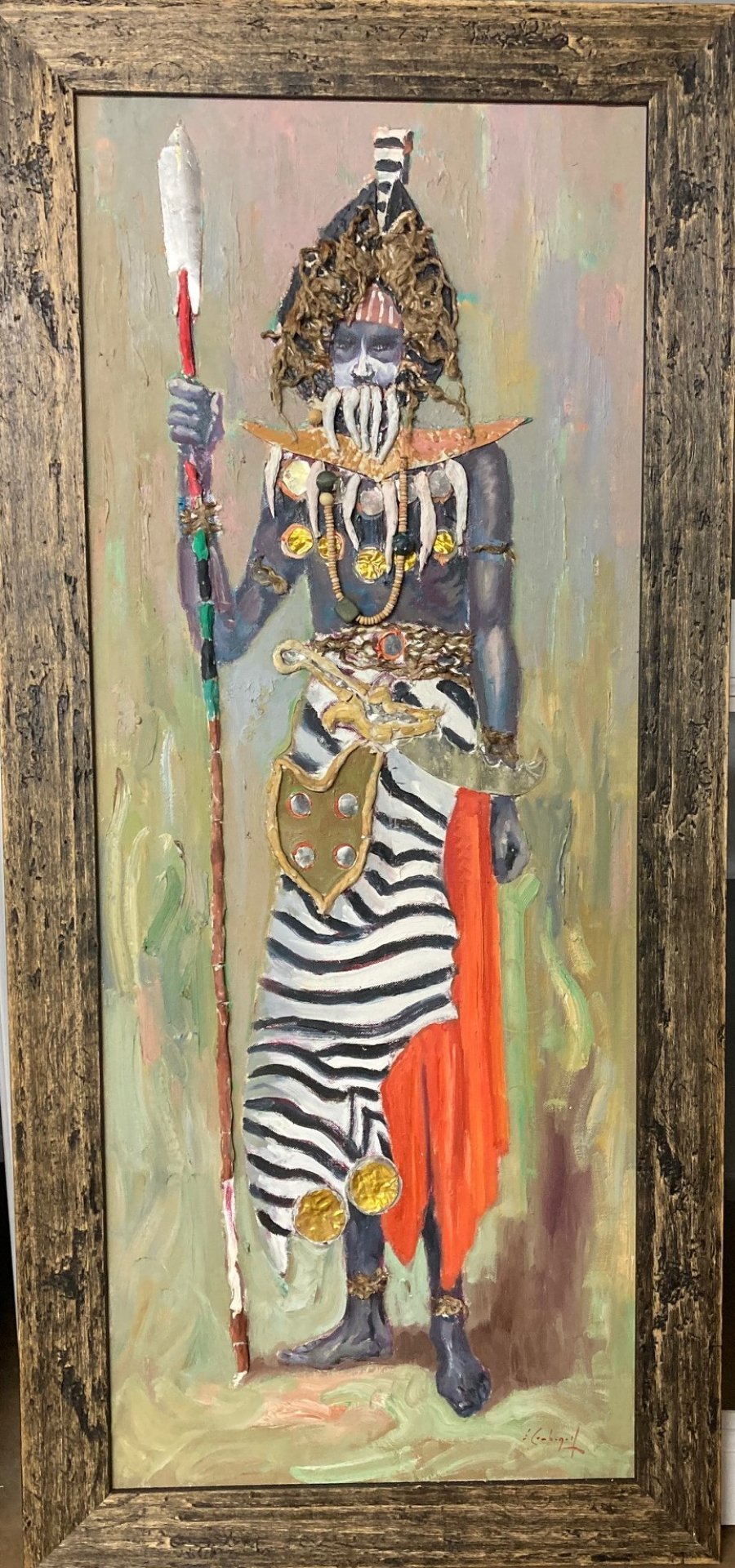 African Warrior: Powerful Portrait Painting by Giorgio Pipo