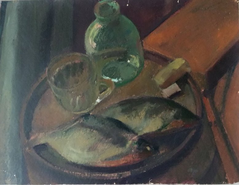 Still life with fish Painting by Yuri Bezzubov