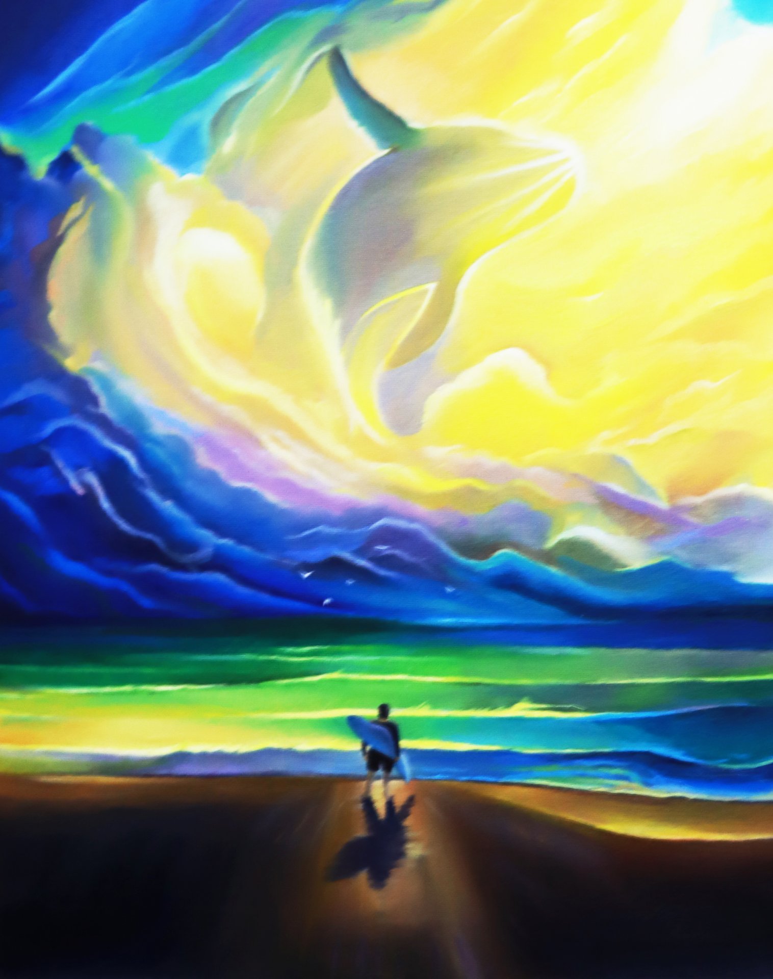 Surfer and whale Painting by Ingitattoo - Jose Art Gallery