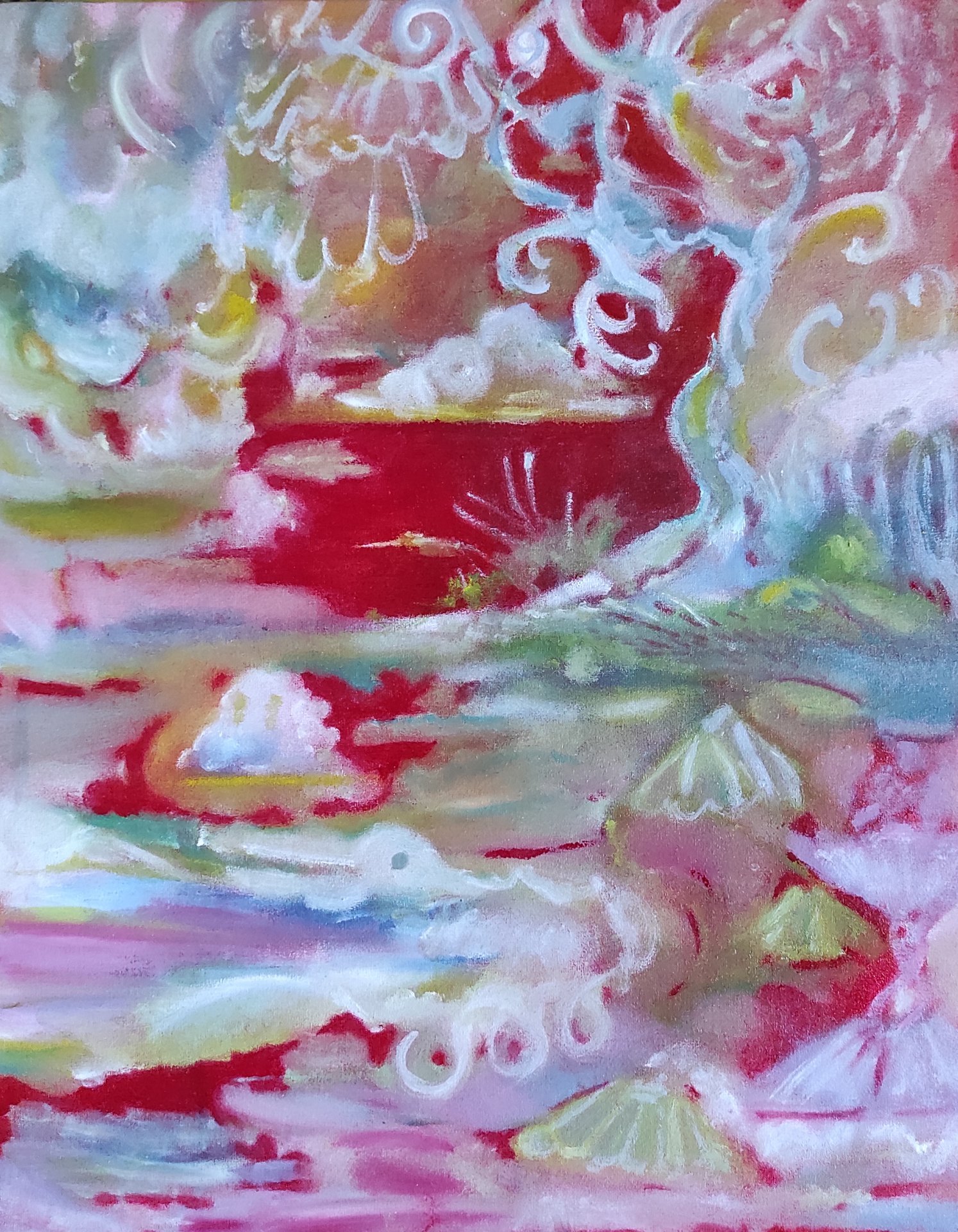 Red surrealistic landscape Painting by Nastassia Butser