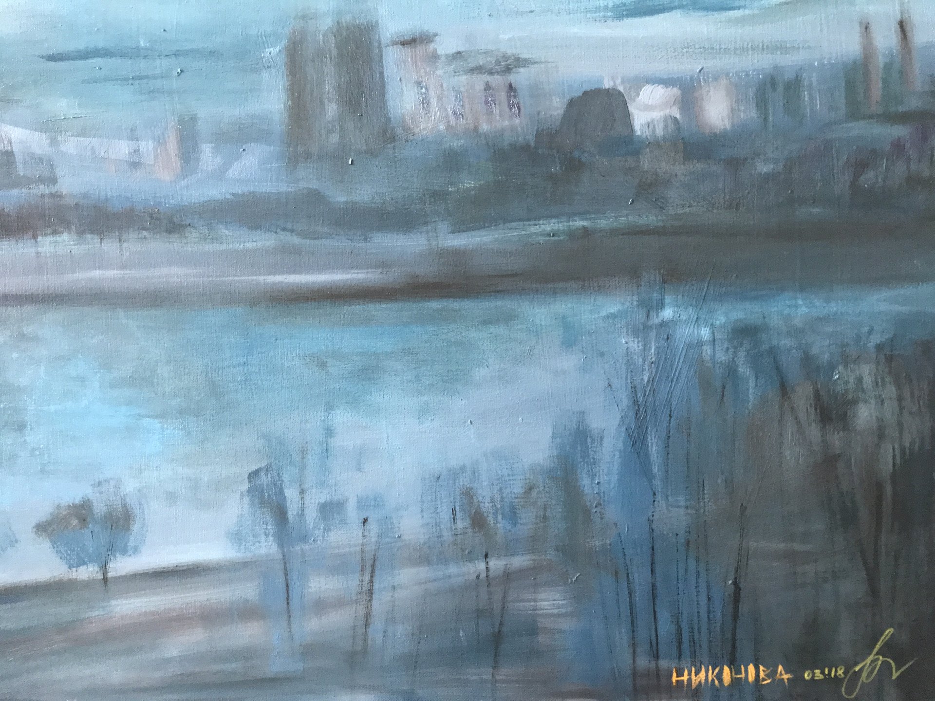 The Paveletskaya Embankment Painting by Marina Nikonova