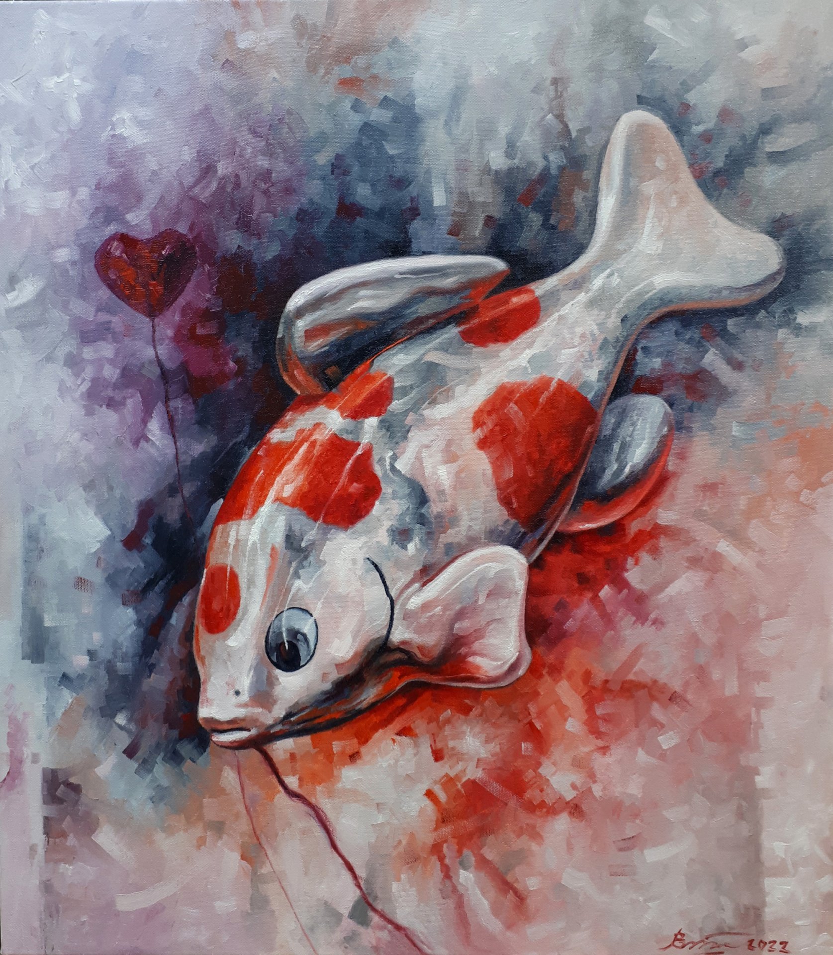 Inflatable koi Drawing - Serhii Voichenko - Jose Art Gallery