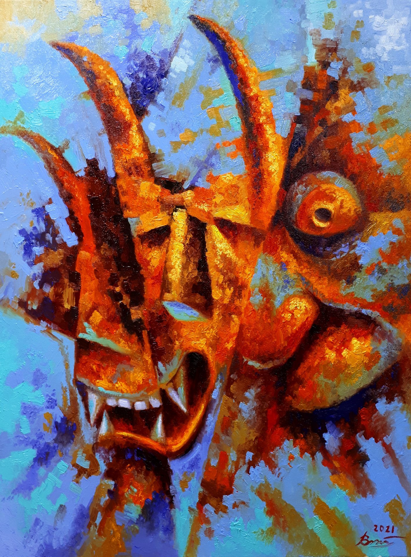 Orange demons Painting by Serhii Voichenko