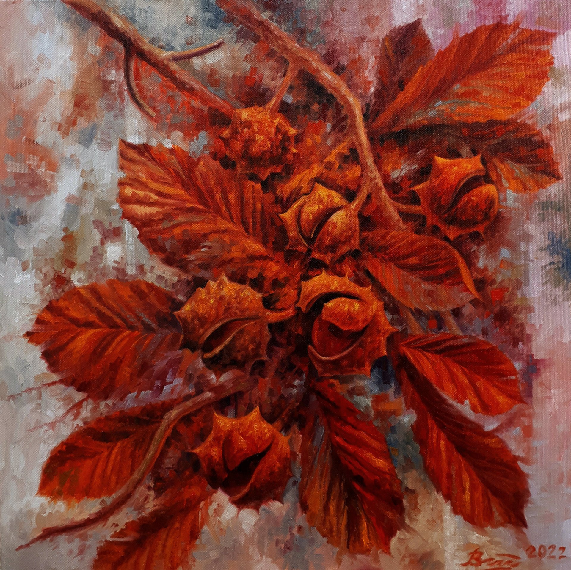 Red chestnuts Painting by Serhii Voichenko