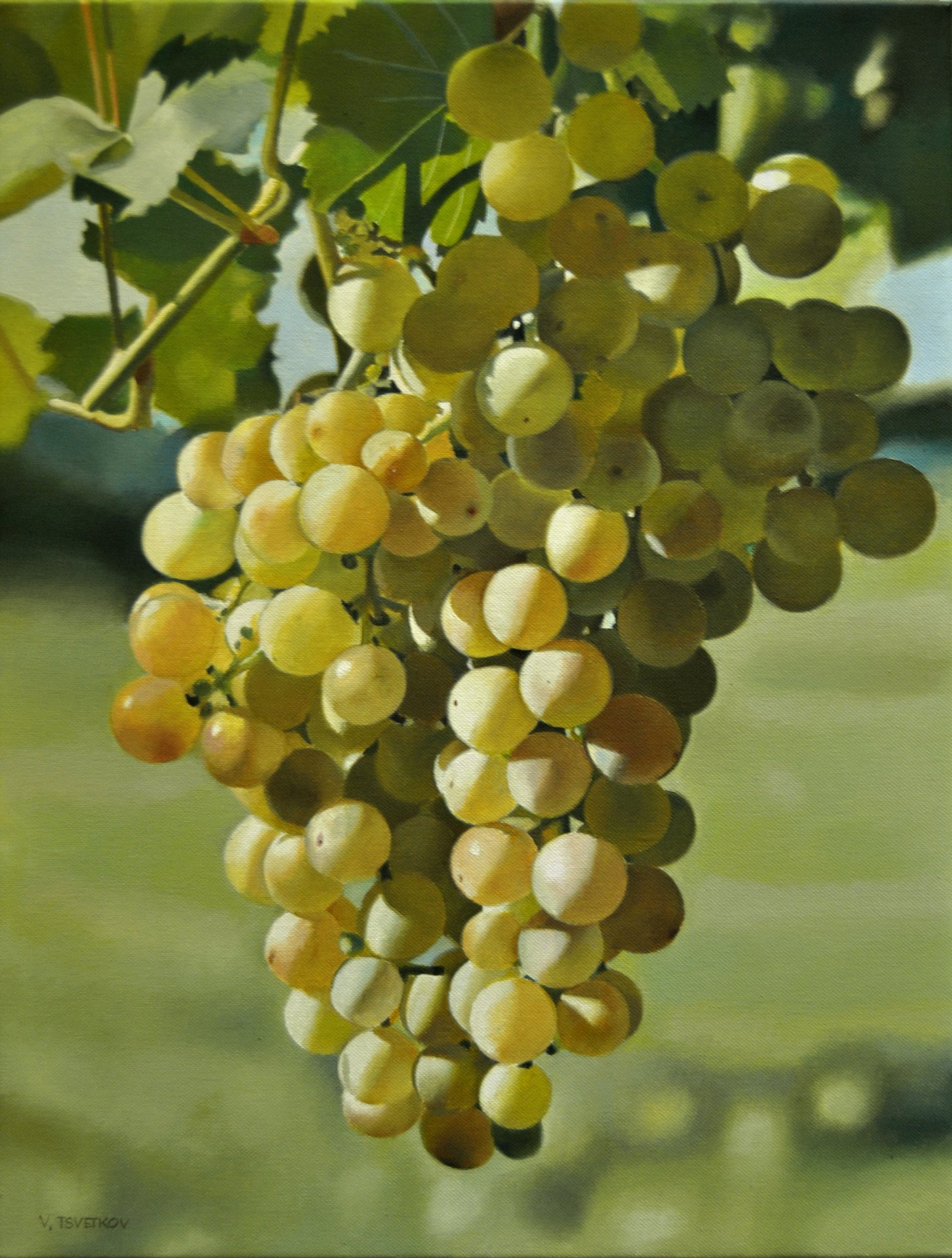 Juicy Bunch: Grapes in Hyperrealism Painting by Valeri Tsvetkov