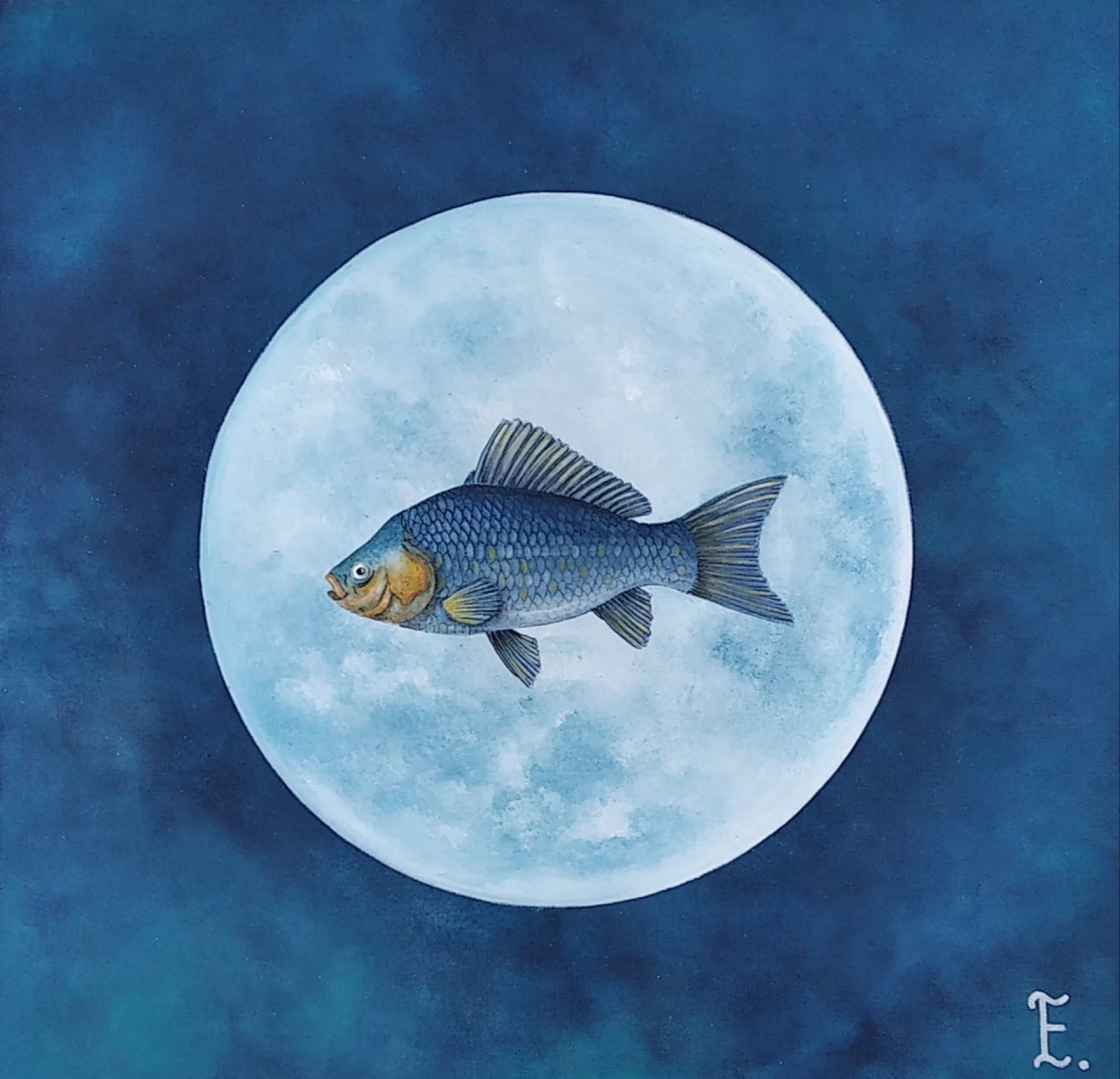 Lunar Fish: Mystery of the Night Painting by Ekaterina Bespolova