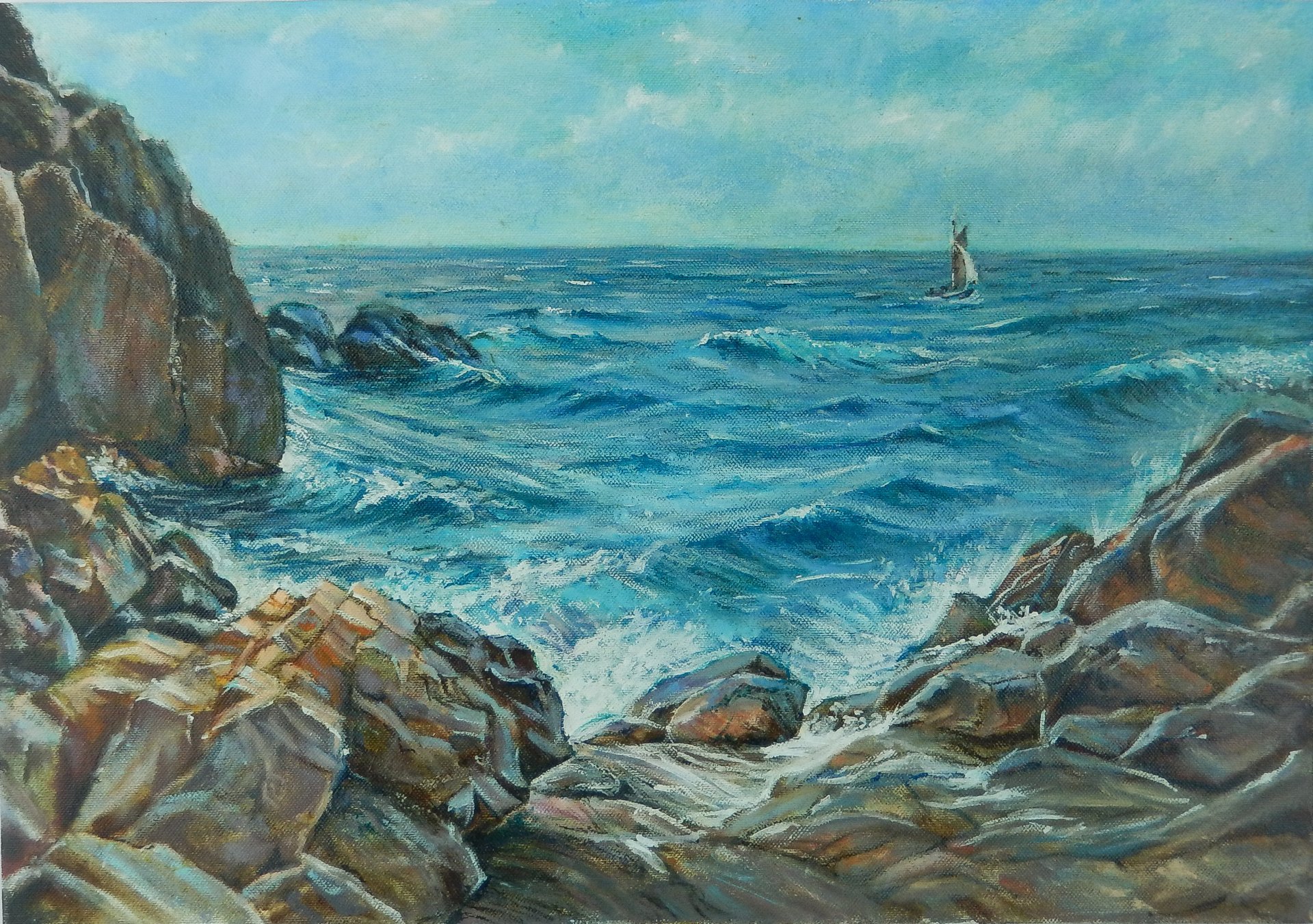 Surf at the Rocks Painting by Serhii Parshykov