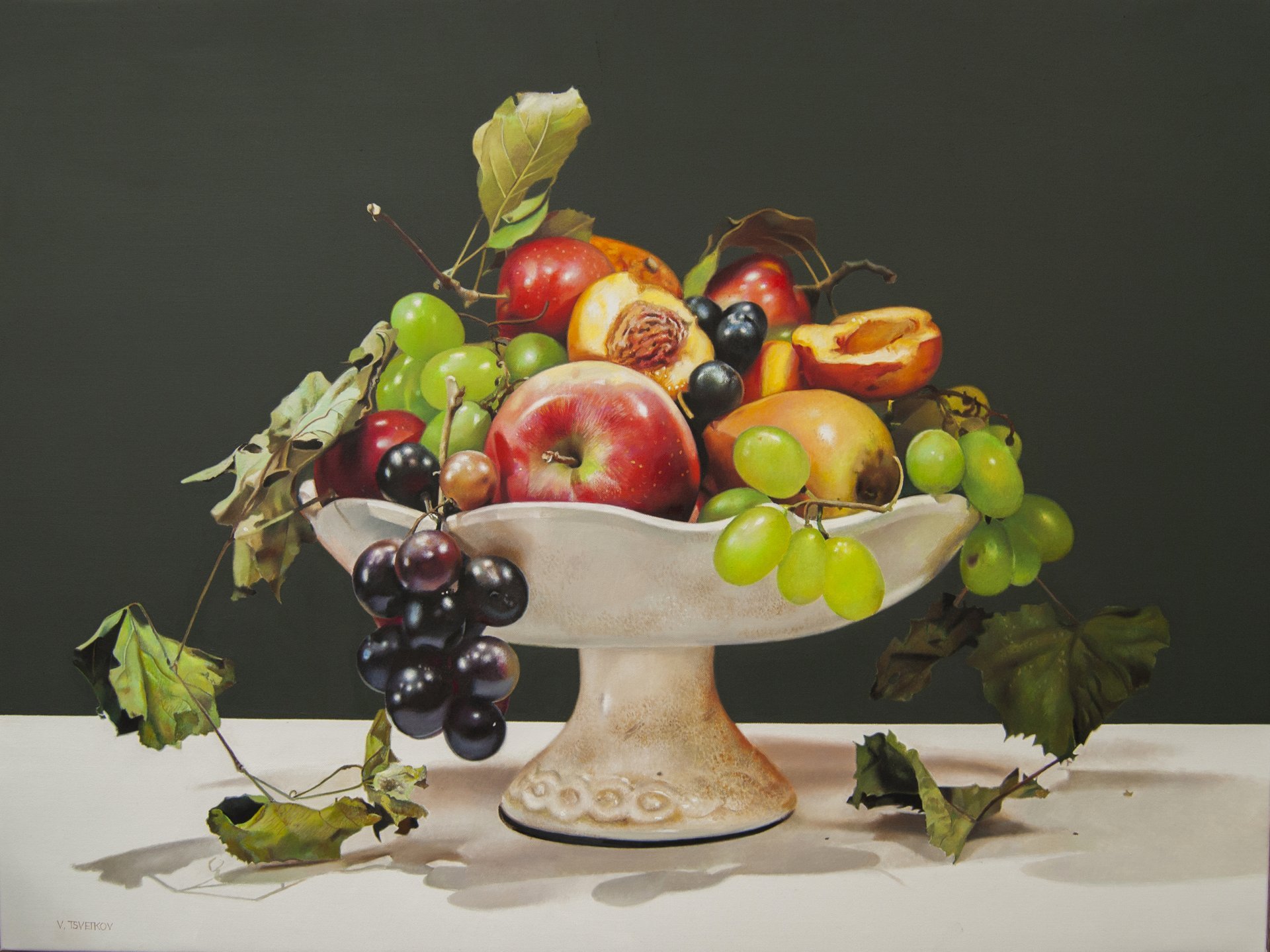 Autumn Harvest: Still Life Fruit Art Painting by Valeri Tsvetkov