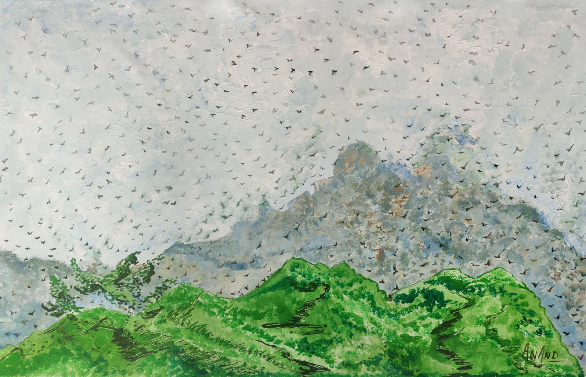 MIGRATION Painting by ANAND MANCHIRAJU - Jose Art Gallery