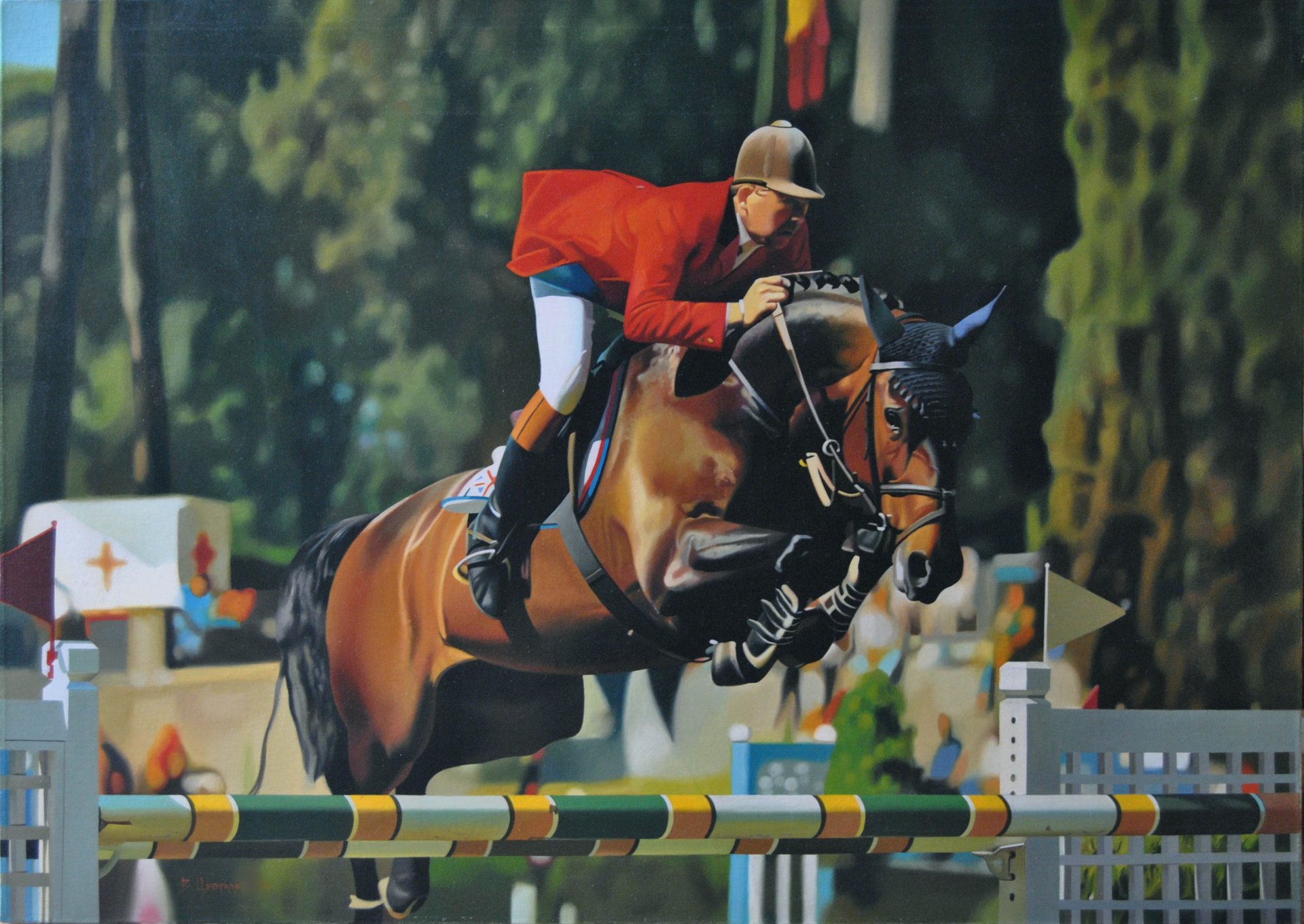 Horse Jump Hyperrealism Art Painting by Valeri Tsvetkov