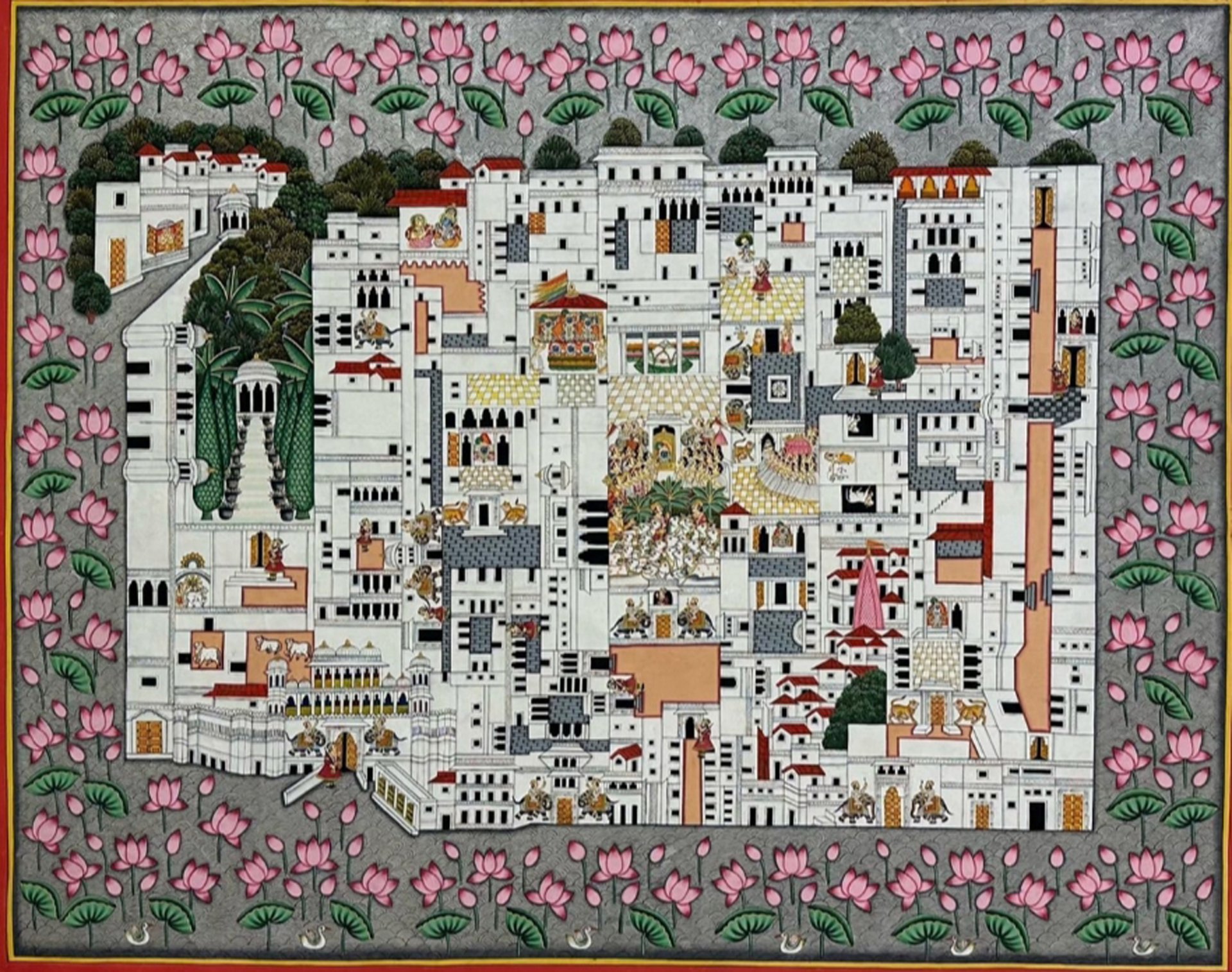 Map of Shreenathji ki Haveli Pichwai Art Painting by Manish Vaishnav