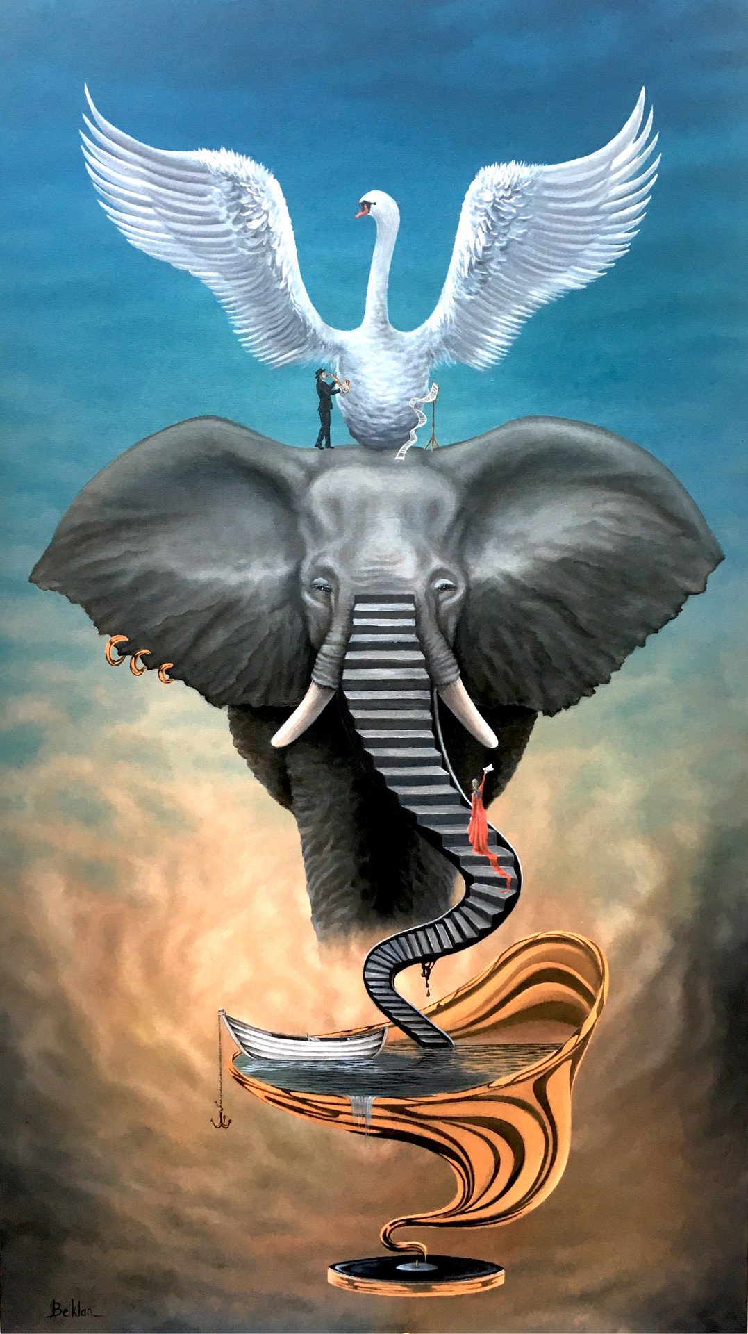 Elephant Ladder Painting by Beklan Kizilcay