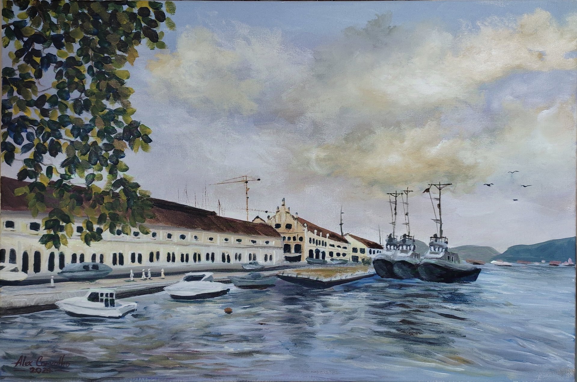 Tranquility at the Naval Base Painting by Alex Carvalho