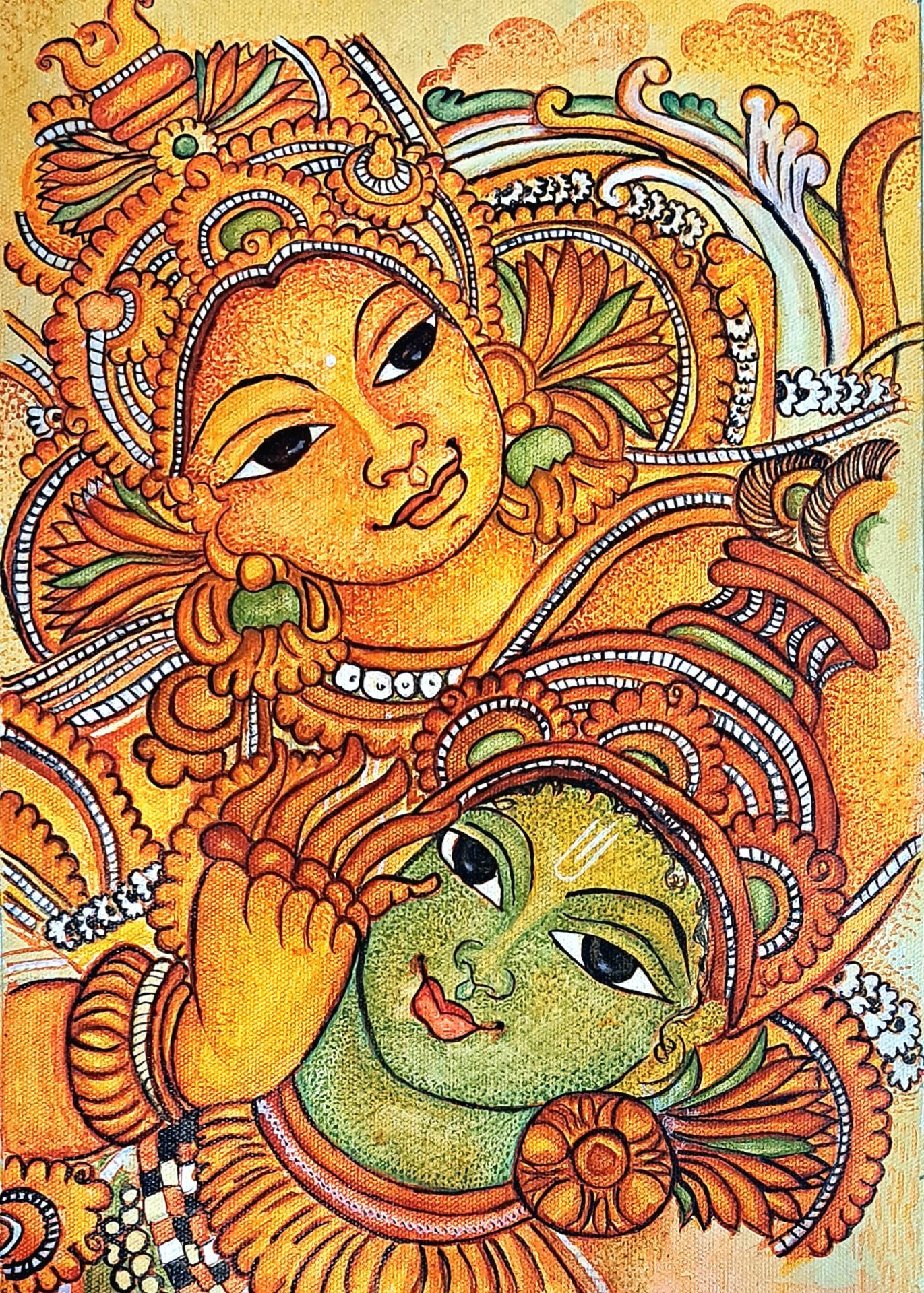 Kerala Mythological Murals Painting by Sneha Dibin
