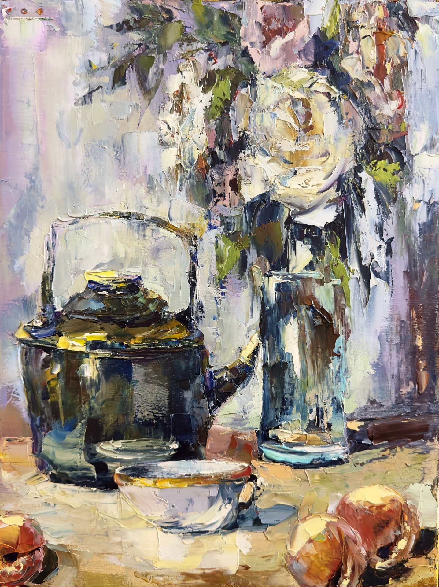 Peaches and Flowers: Harmony of the Morning Painting by Oleg Sharapanovsky