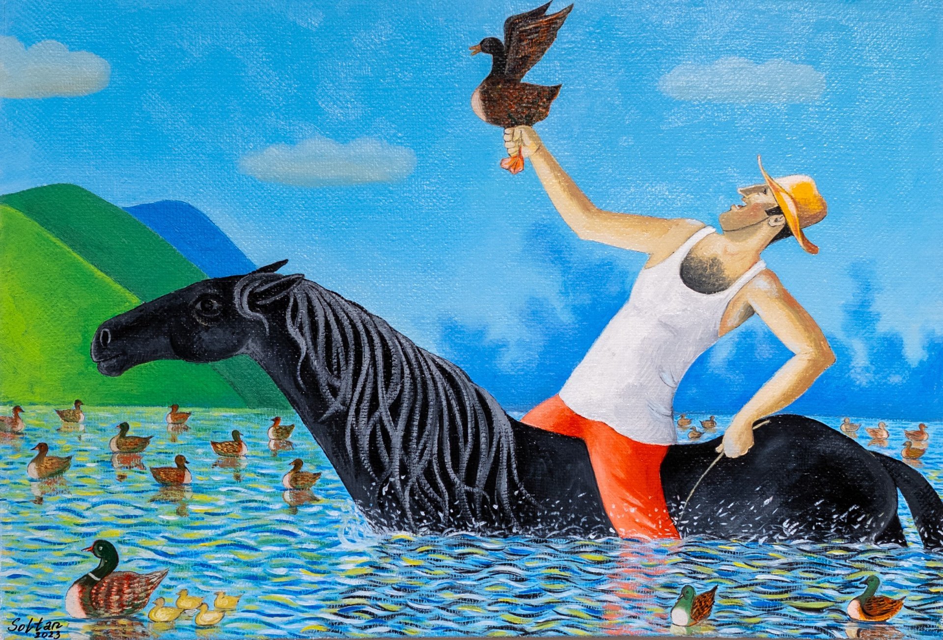 Duck Hunter Painting by Soltan Soltanli - Jose Art Gallery