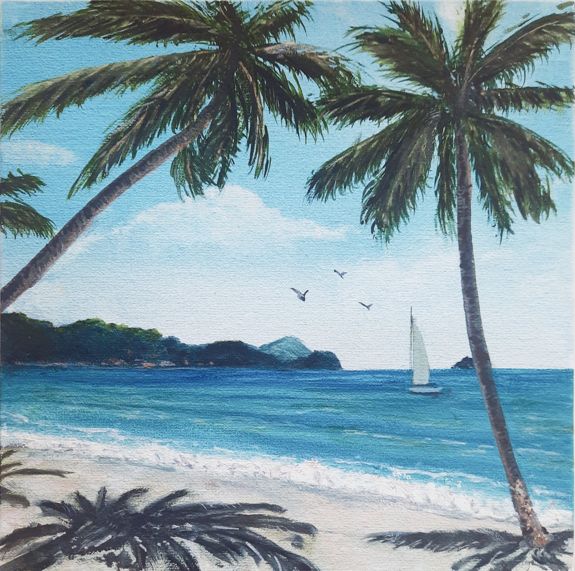 Landscape with palm trees Painting by Olena Berest