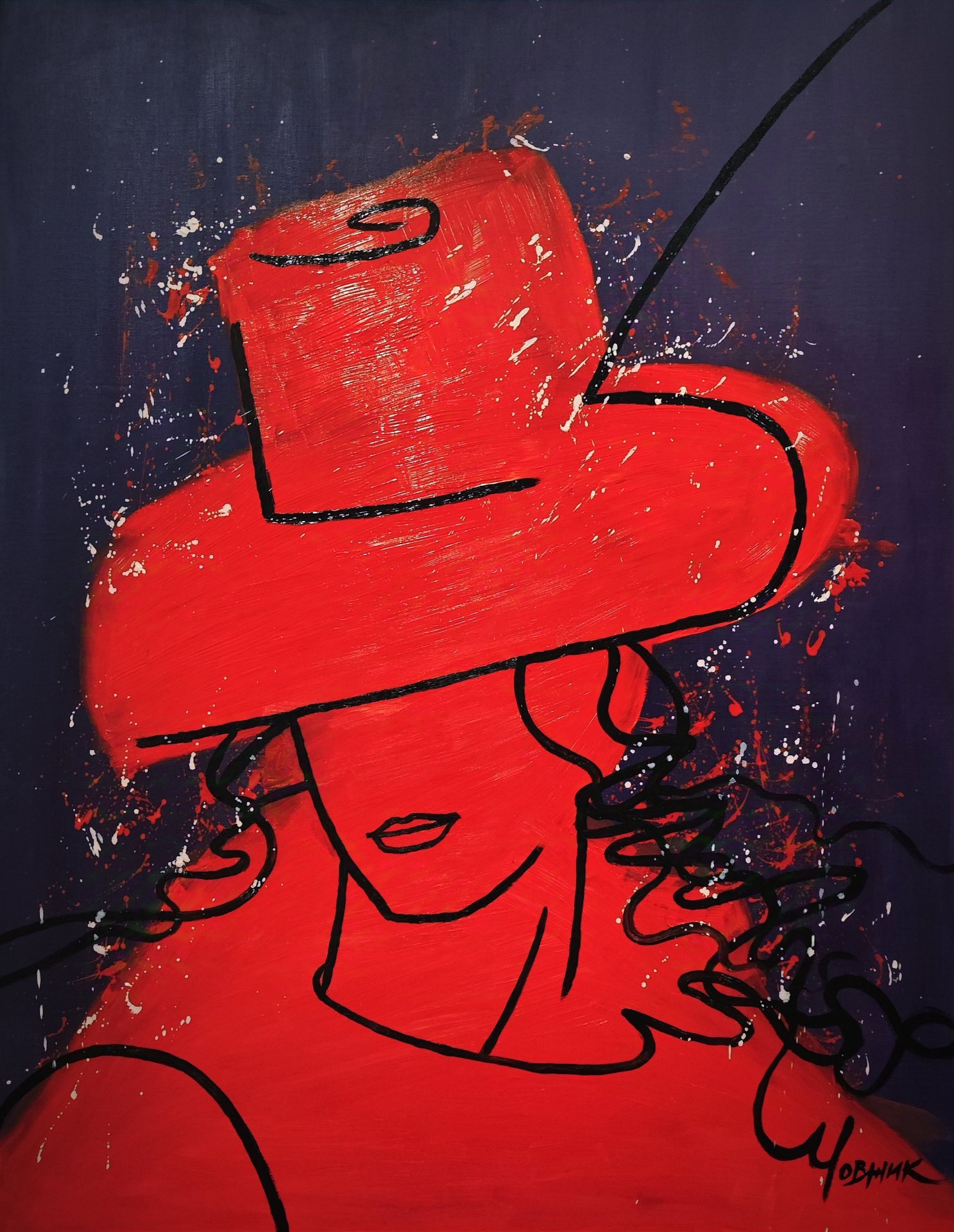 Red hat 2024 Painting by Pavel Chovzhik - Jose Art Gallery