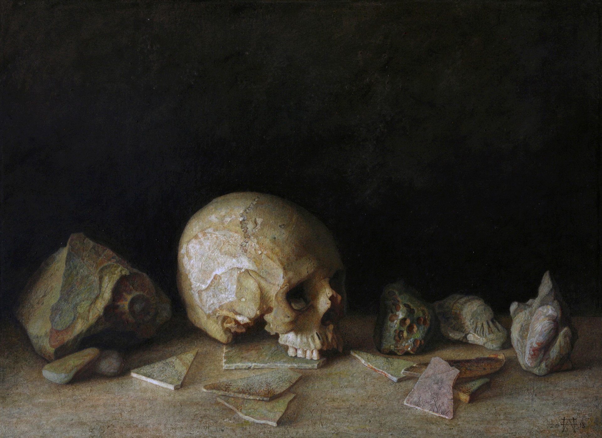Ancient fossils Painting by Alexander Pavlenko