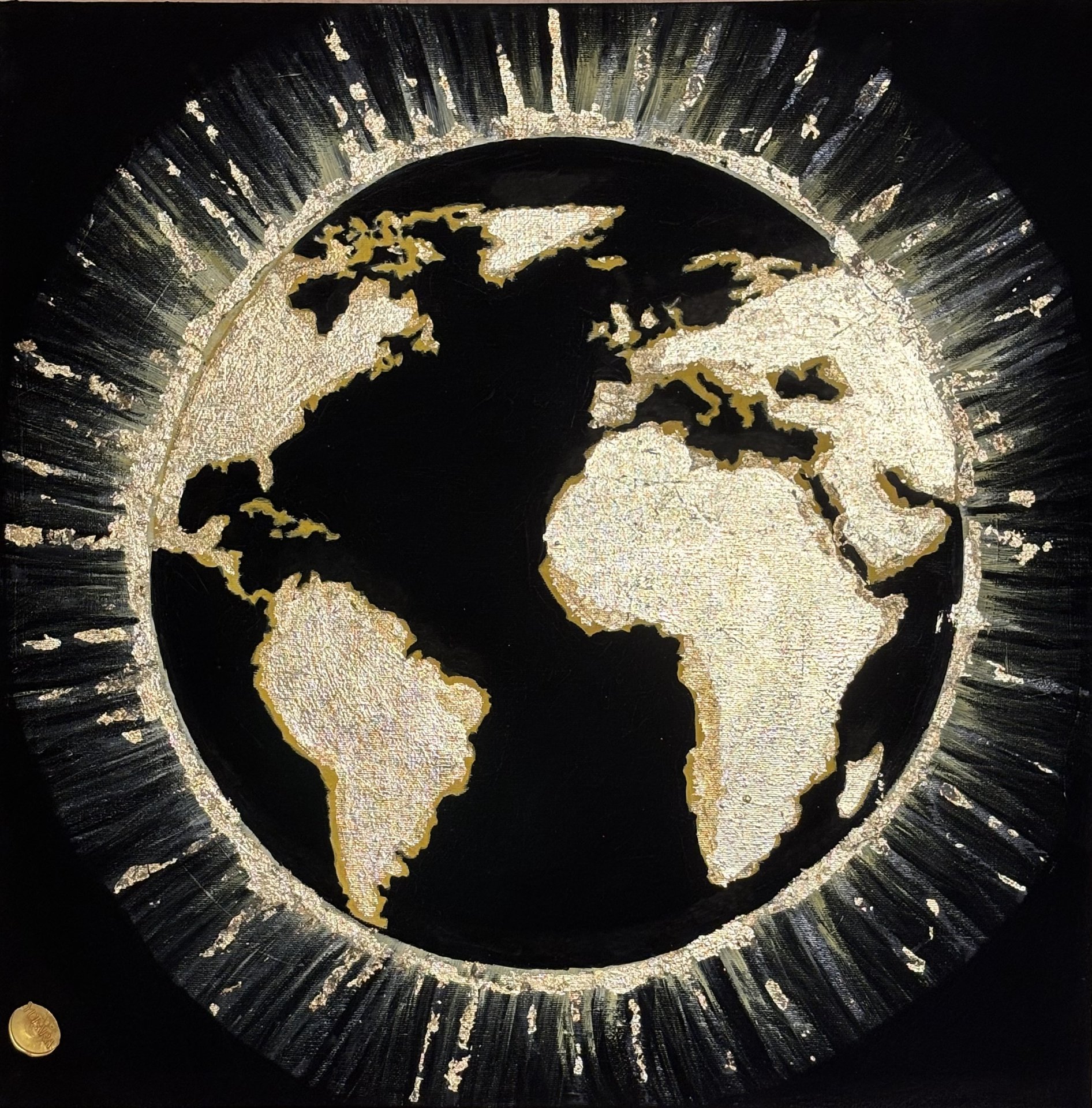 PLANET- GOLD Painting by YULARA - Jose Art Gallery