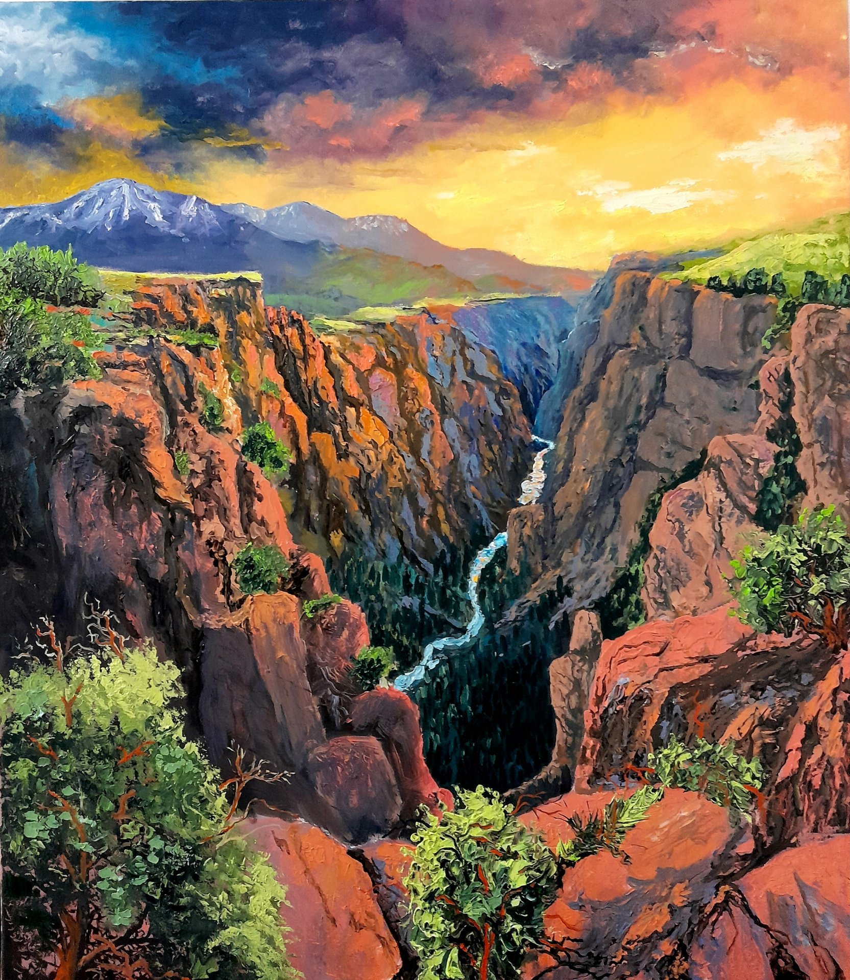 Oil painting Black Canyon Painting by Anton Zapotochny(Dovzhenko)