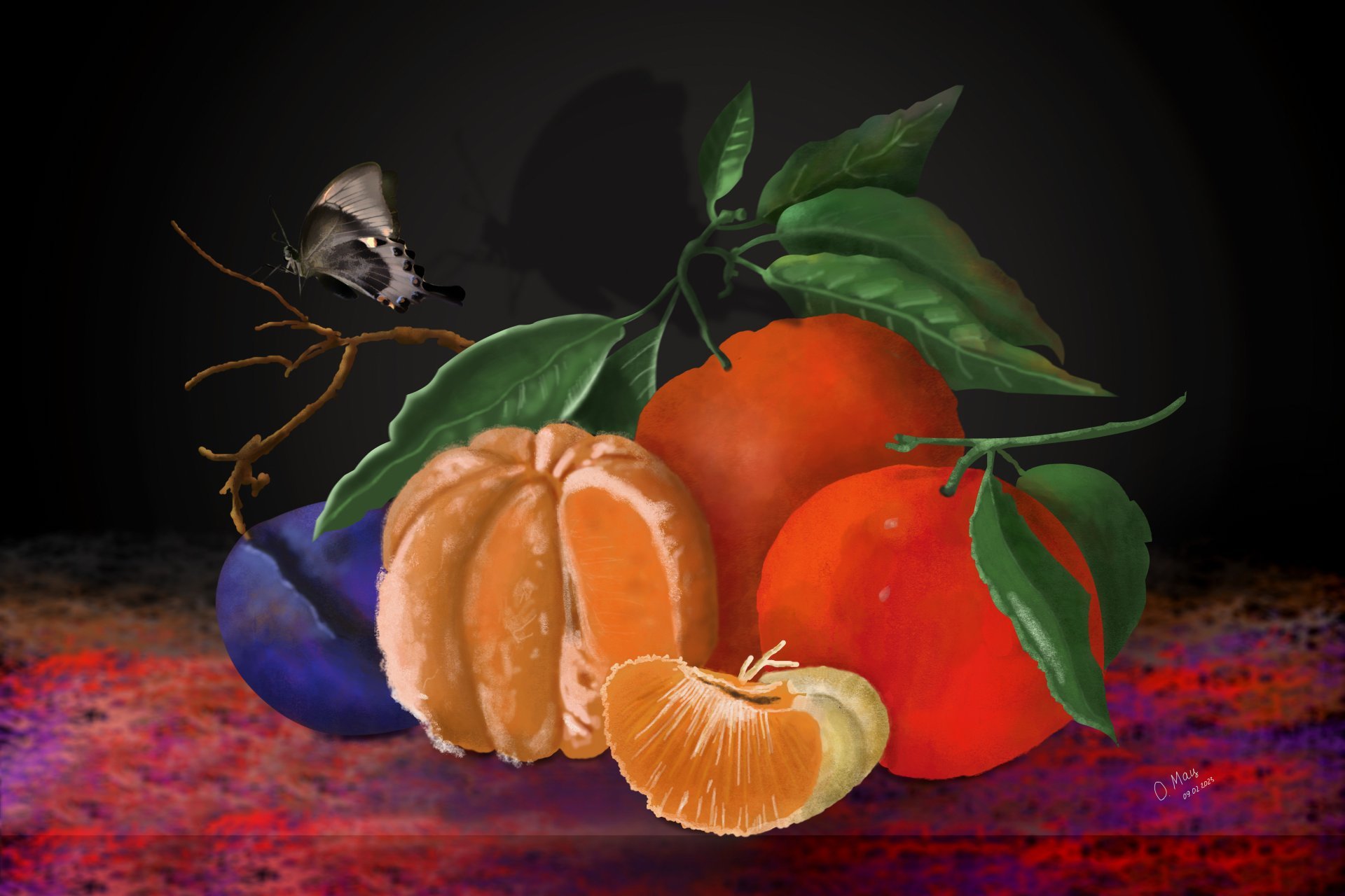 Still life with tangerines Digital Art - Alexander Mats