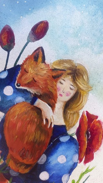 Hugging A Fox Painting by Evgenia Smirnova